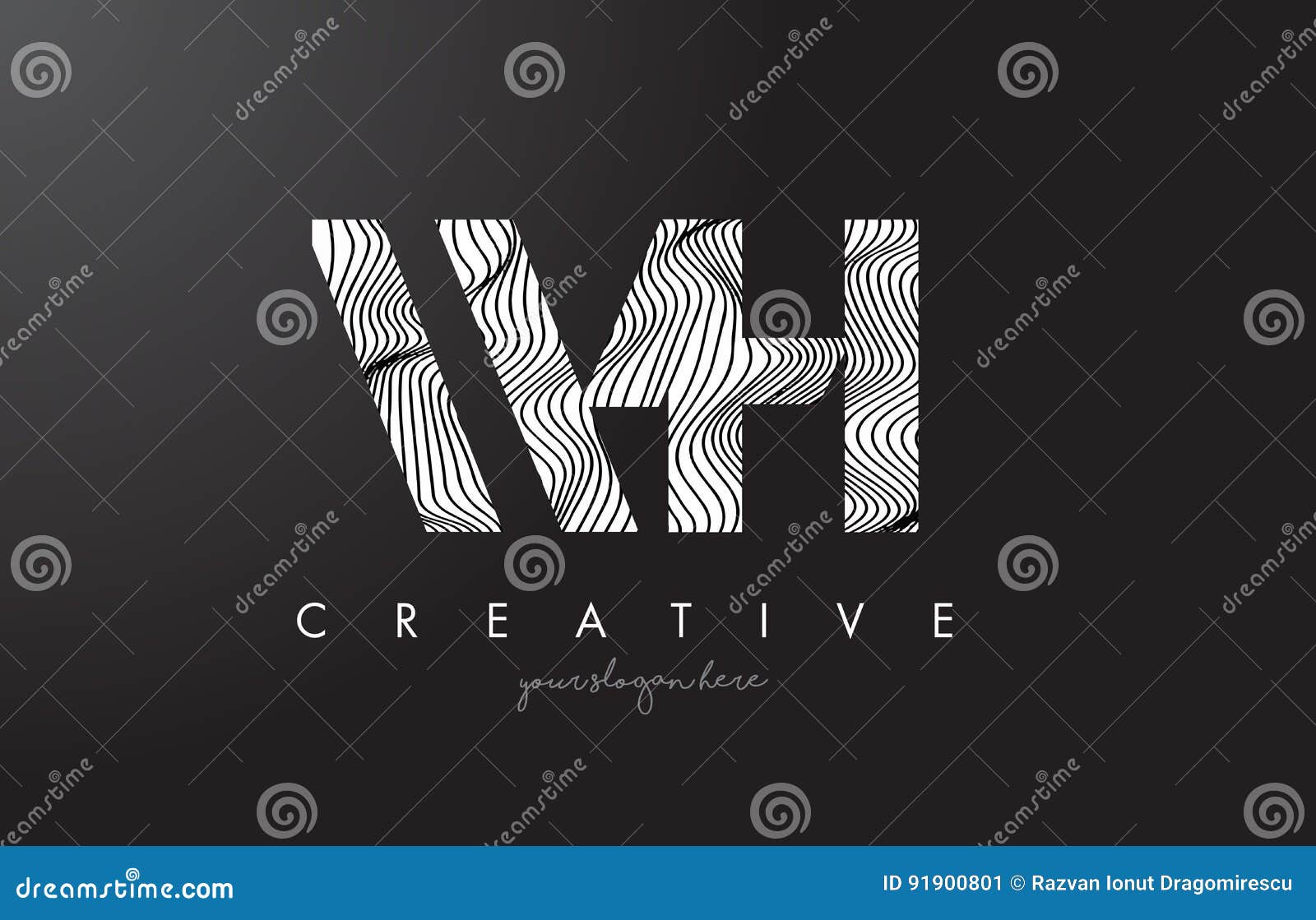 WH W H Letter Logo with Zebra Lines Texture Design Vector. Stock Vector ...