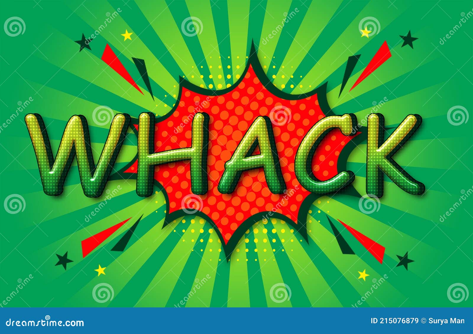 WHACK Comic Speech 3d Text Style Effect High Resolution Stock Vector ...