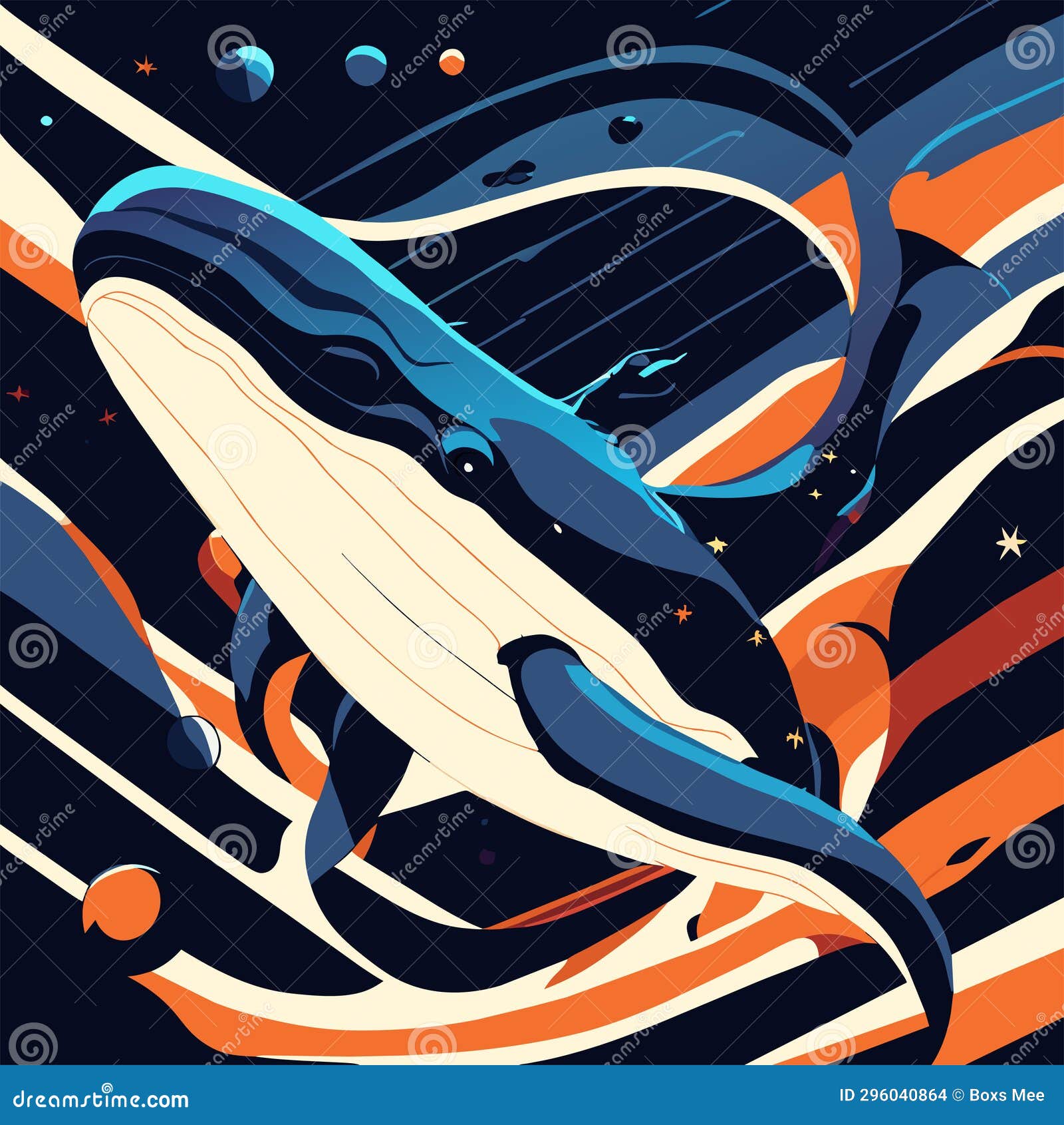 Whale on Abstract Background. Vector Illustration in a Flat Style Stock ...