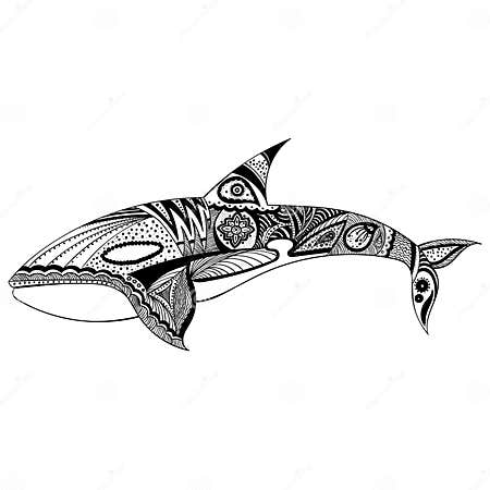 Decorated whale design stock vector. Illustration of marine - 53998181