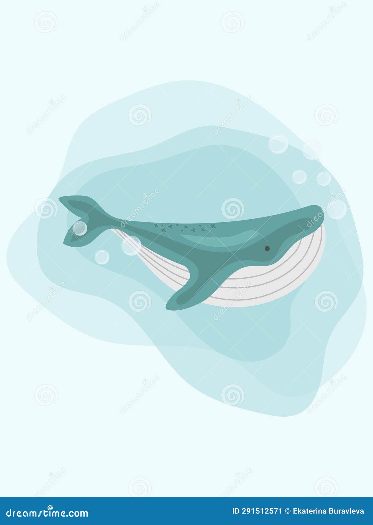 Whale As Sea Animal Floating Underwater Vector Illustration Stock ...
