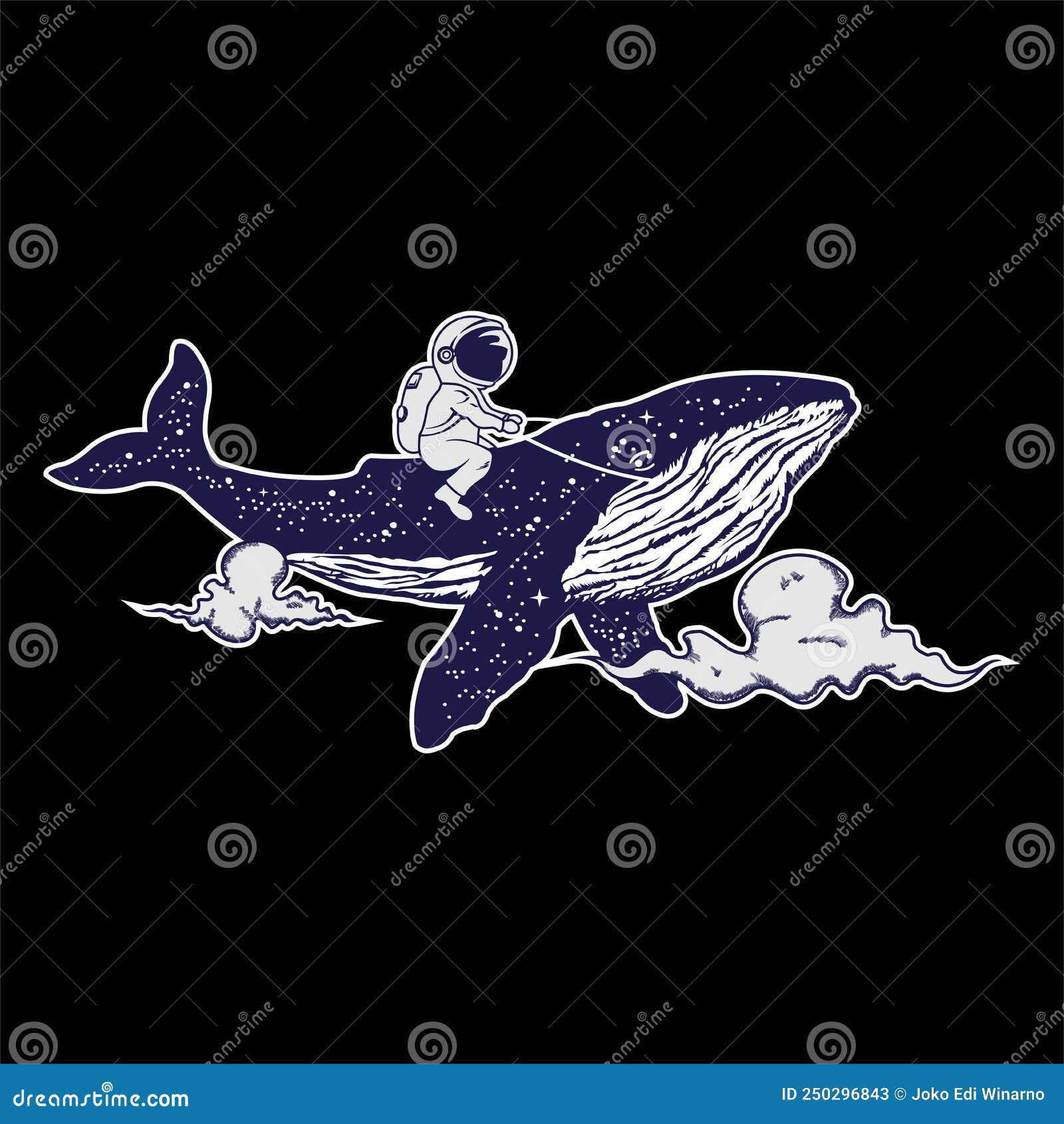 Whale with Astronaut on Space Stock Vector - Illustration of insect ...