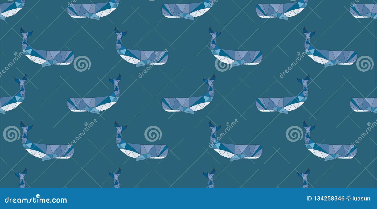 Whale Orca Pattern Polygonal Style Seamless Pattern Stock Vector ...