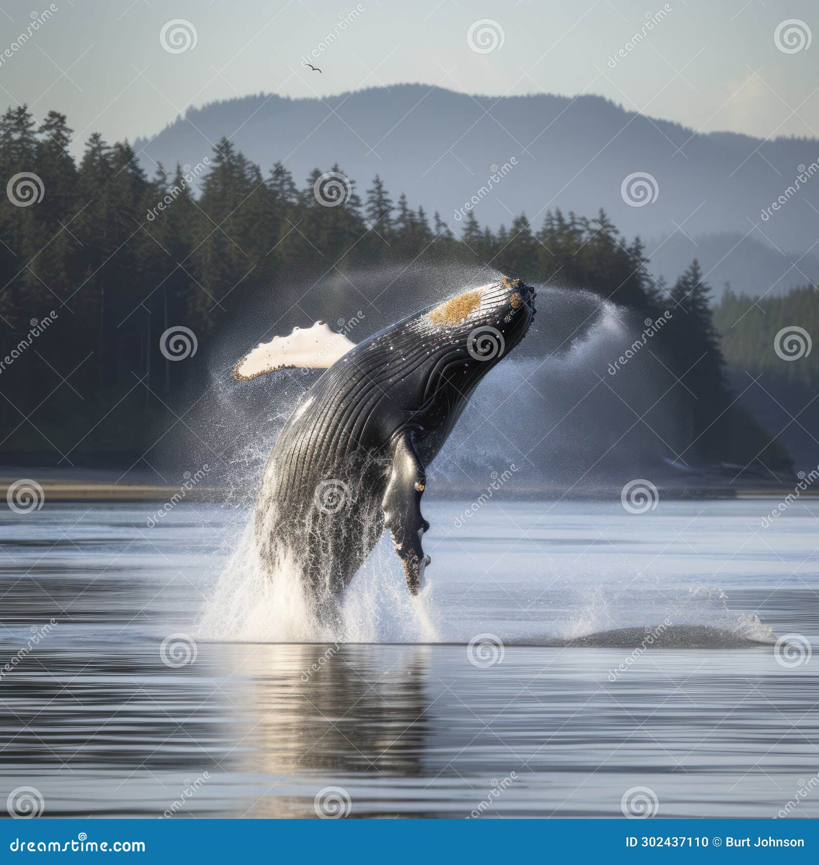 Whale Breaching Out of Water Stock Photo - Image of mountain, marine ...