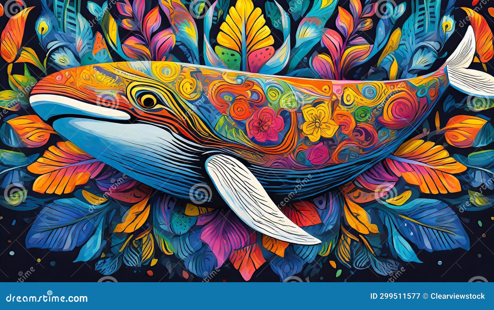 Whale Bright Colorful and Vibrant Poster Illustration Stock ...