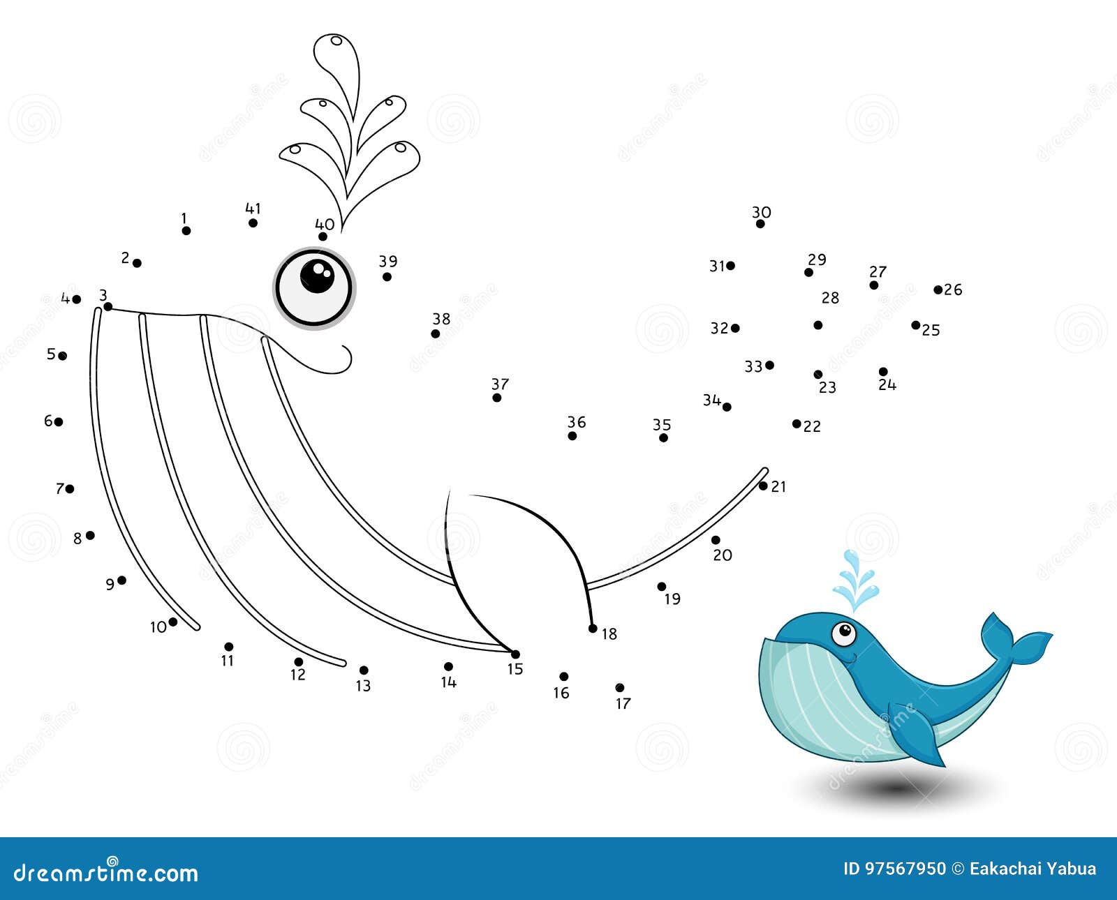 Whale Connect the Dots and Color Stock Vector - Illustration of page ...