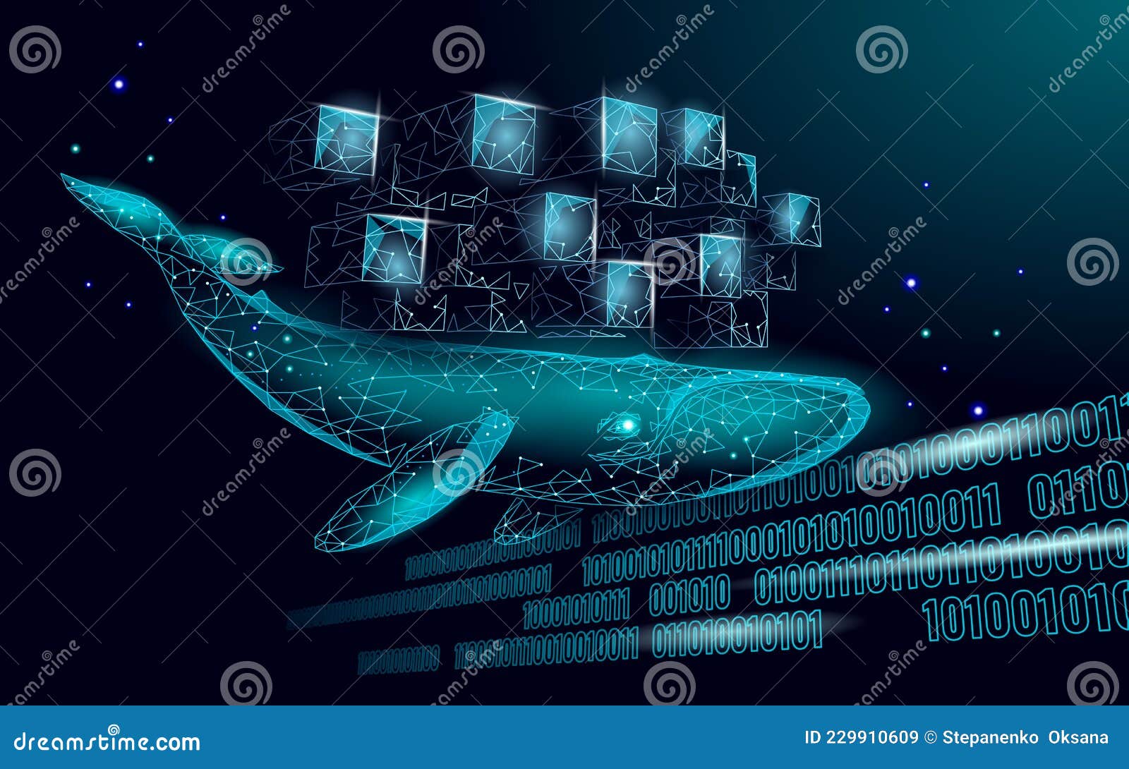 Whale and Container Computer Docker Developer App Concept. Business ...