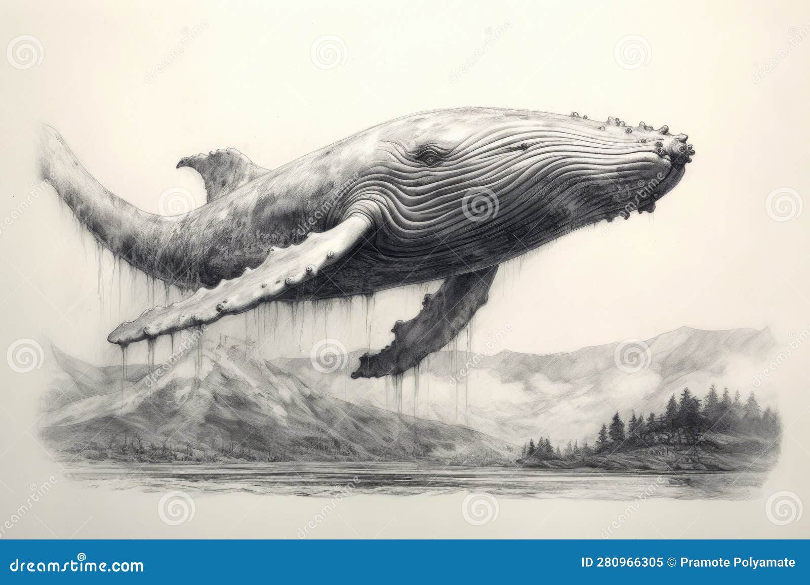 Whale Drawing, Whale Pencil Drawing Vintage. Generative Ai Stock ...