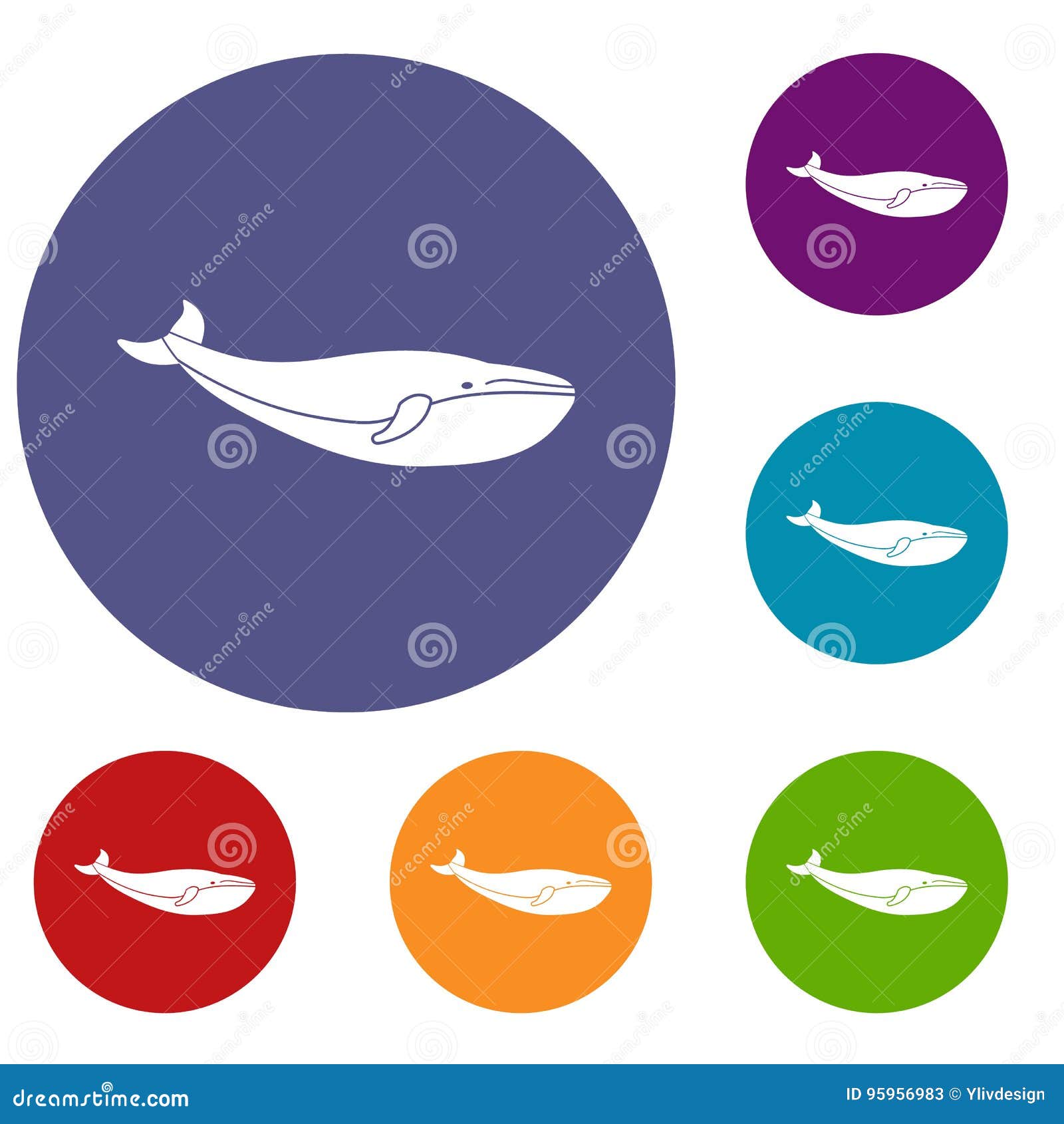 Whale icons set stock vector. Illustration of marine - 95956983