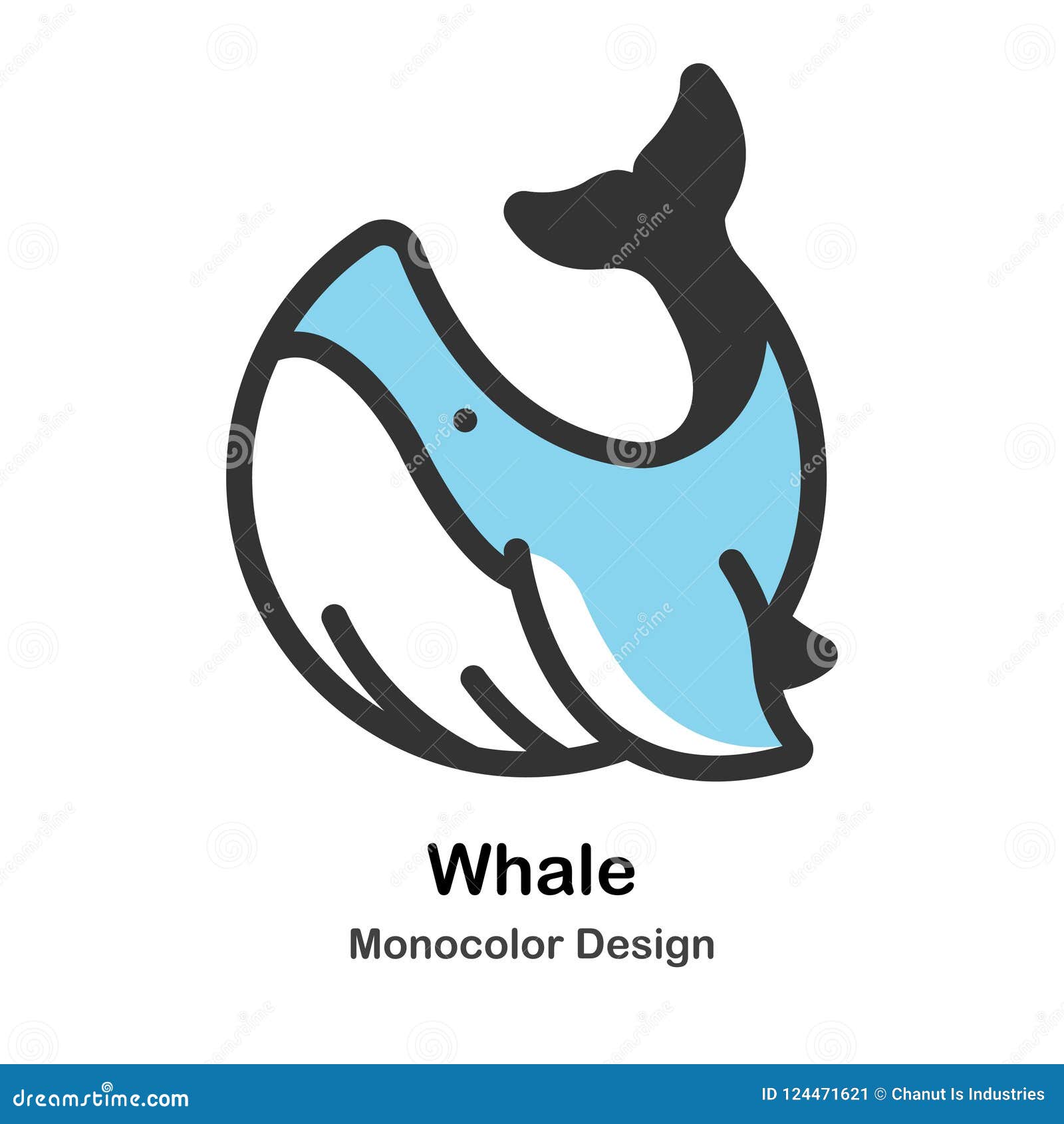 Whale Monocolor Illustration Stock Vector - Illustration of mammal ...