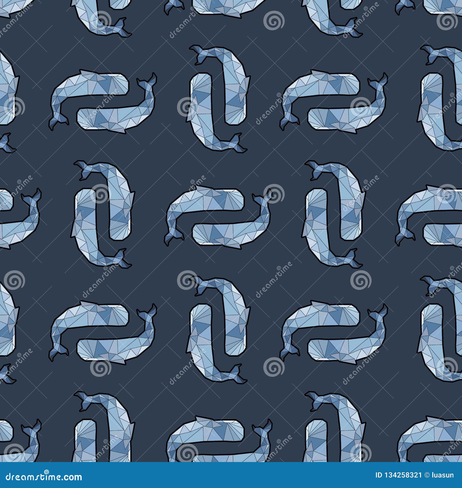 Whale Orca Pattern Polygonal Style Seamless Pattern Stock Vector ...