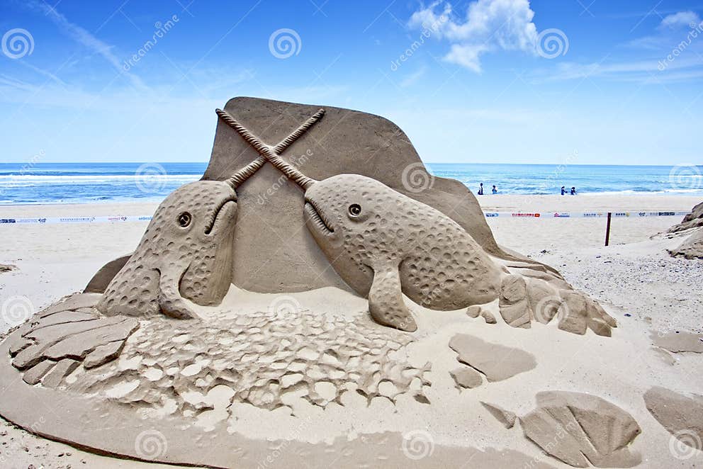 Whale sand sculpture editorial photography. Image of construction ...