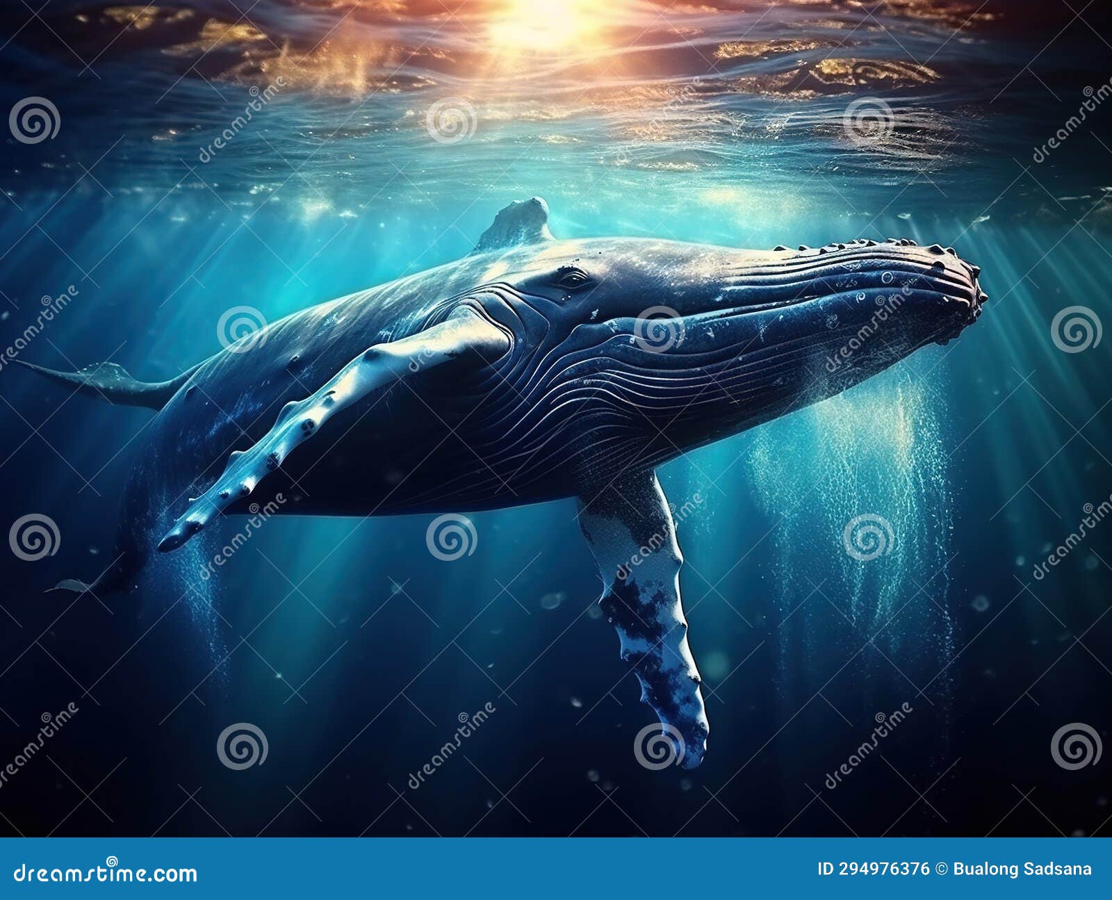 Whale in the Sea Landscape Made with Generative AI Illustration Stock ...