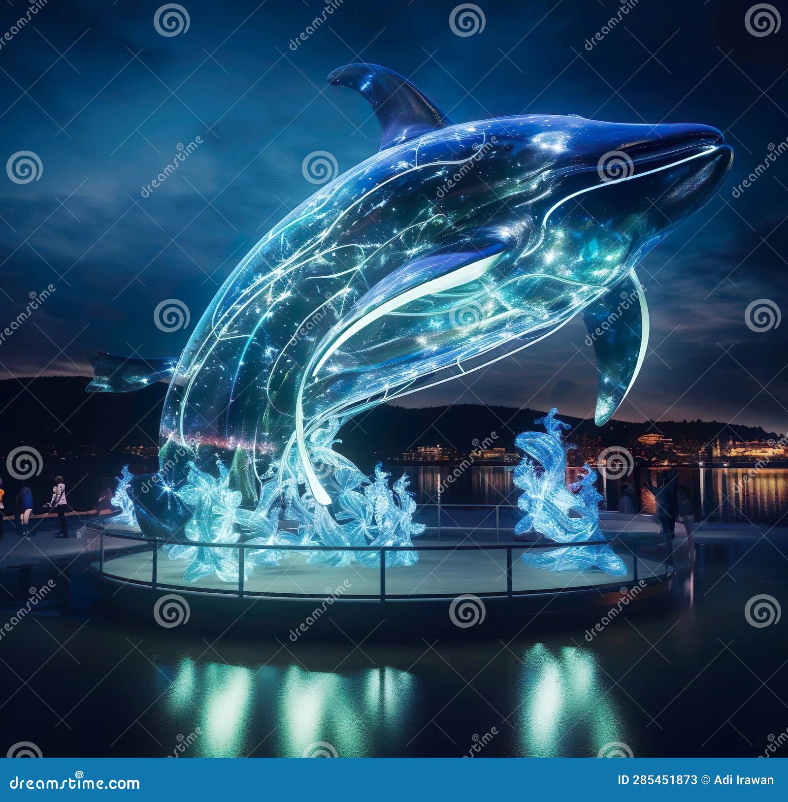 A Whale Shaped Object Decoration with Light Stock Illustration ...