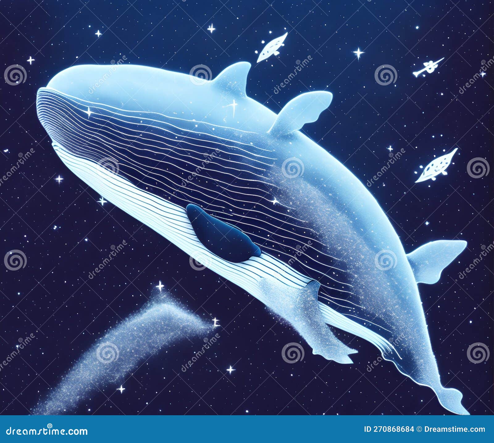Whale in Space, Generative AI Illustration Stock Illustration ...