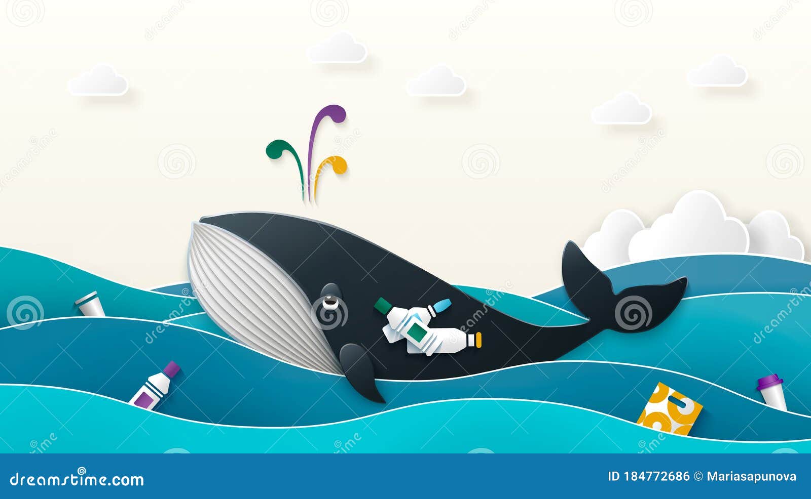 Whale Swallowed The Plastic Garbage, It Is Thrown Ashore. Environmental ...