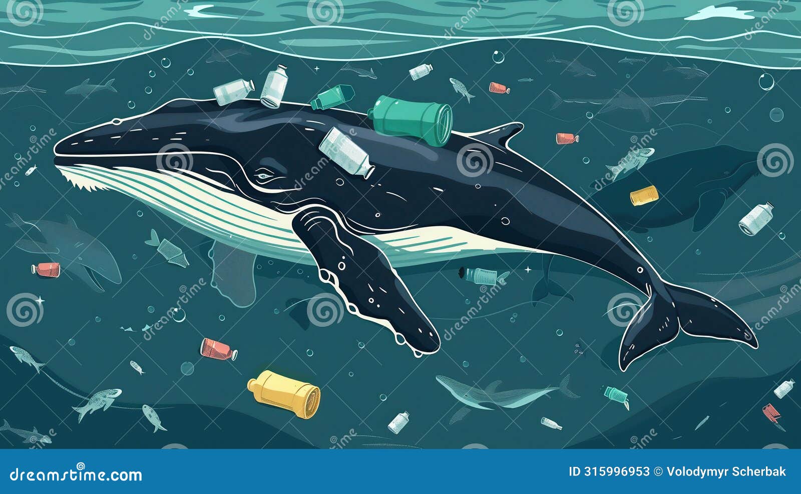 A Whale Of Garbage Plastic Floating In The Ocean Royalty-Free Stock ...