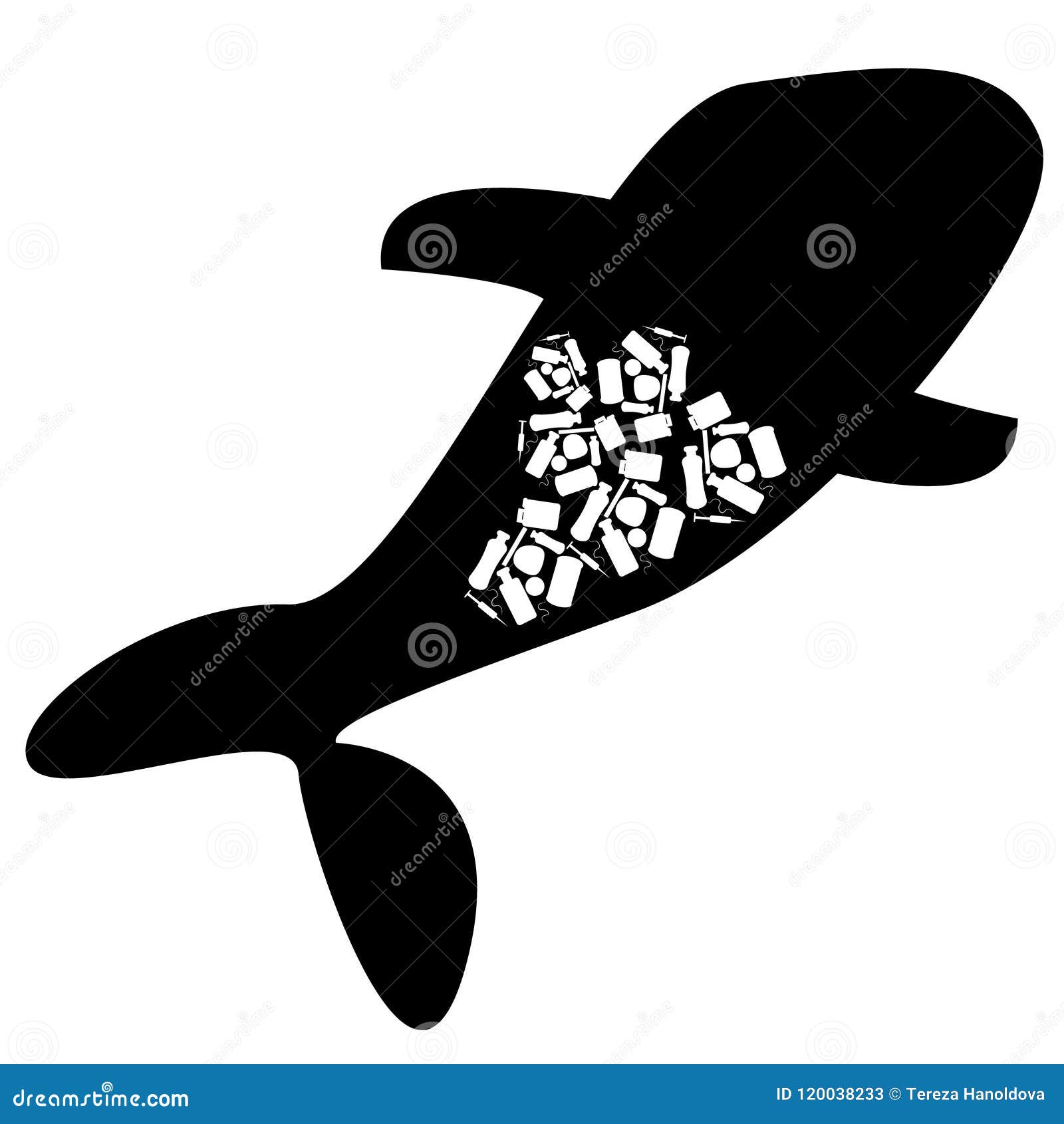 Whale Symbol And Sea Pollution Cartoon Vector | CartoonDealer.com ...