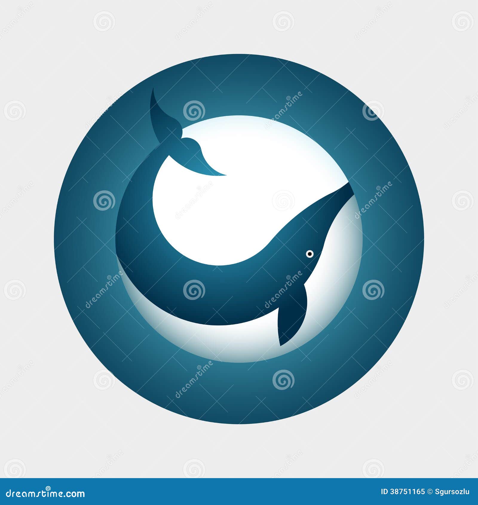Whale Symbol stock vector. Illustration of circle, black - 38751165