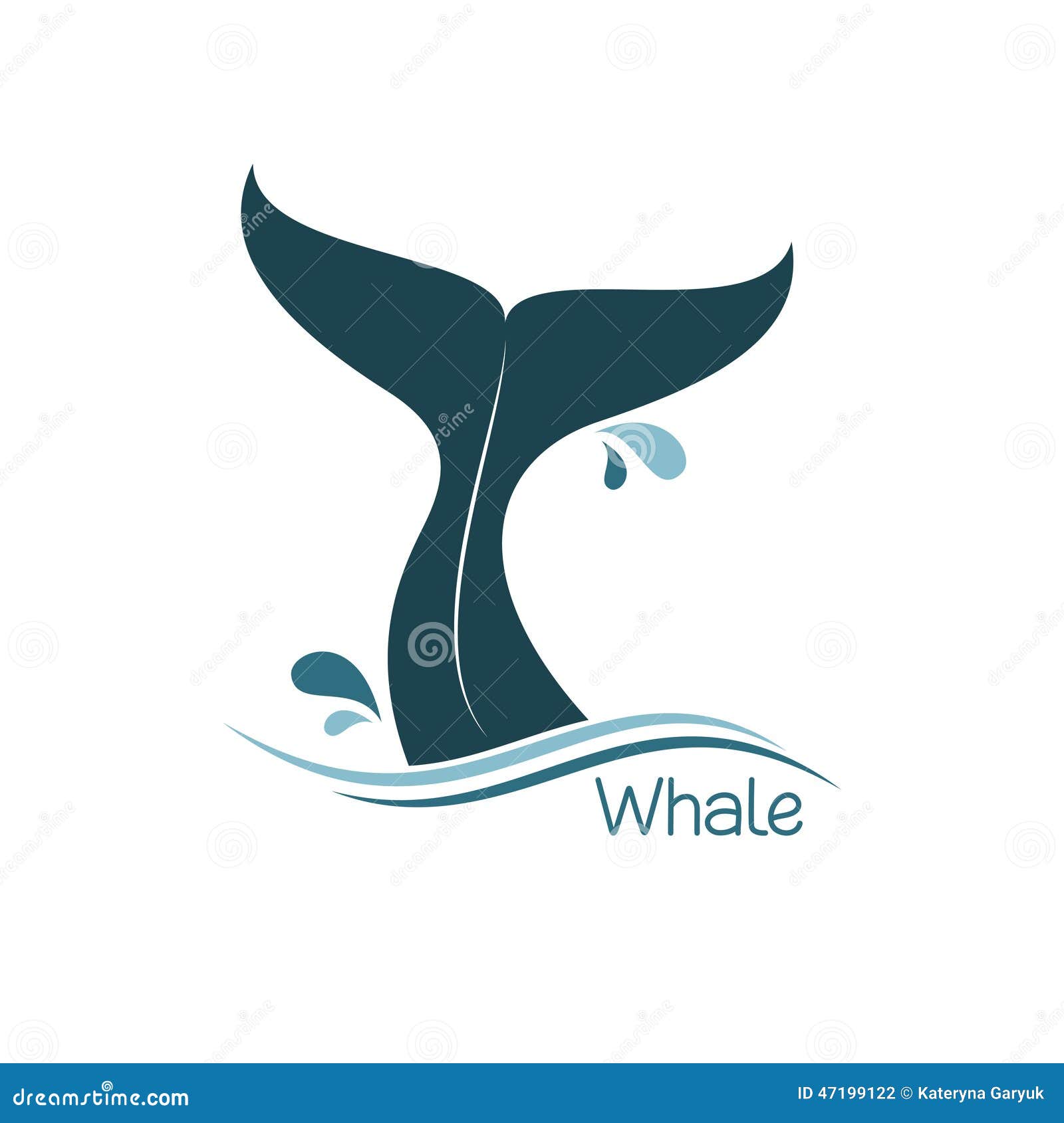 Whale Tail Above Sea Level Logo Design Cartoon Vector | CartoonDealer ...