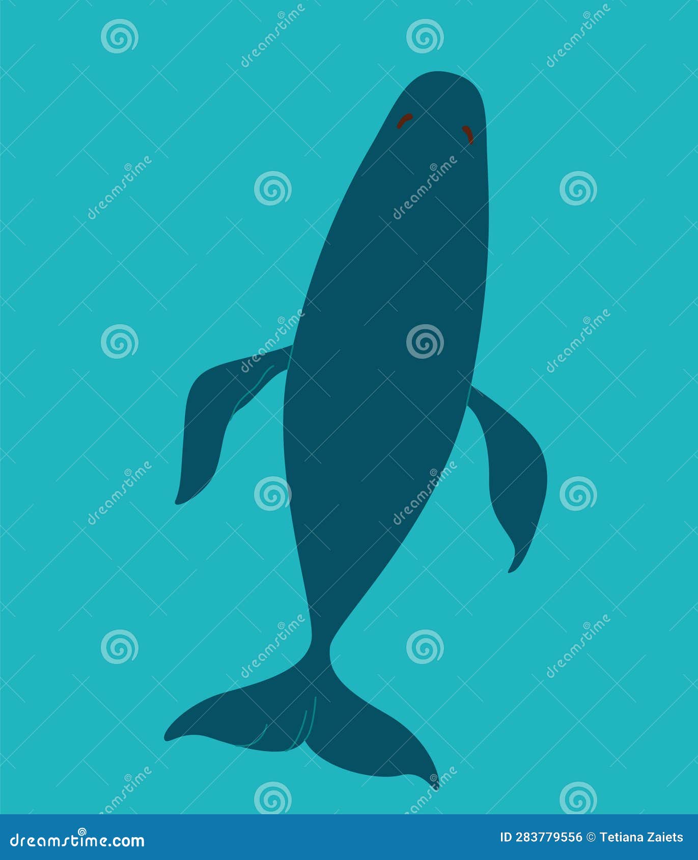 Whale Top View Vector Illustration in Simple Flat Modern Style Stock ...