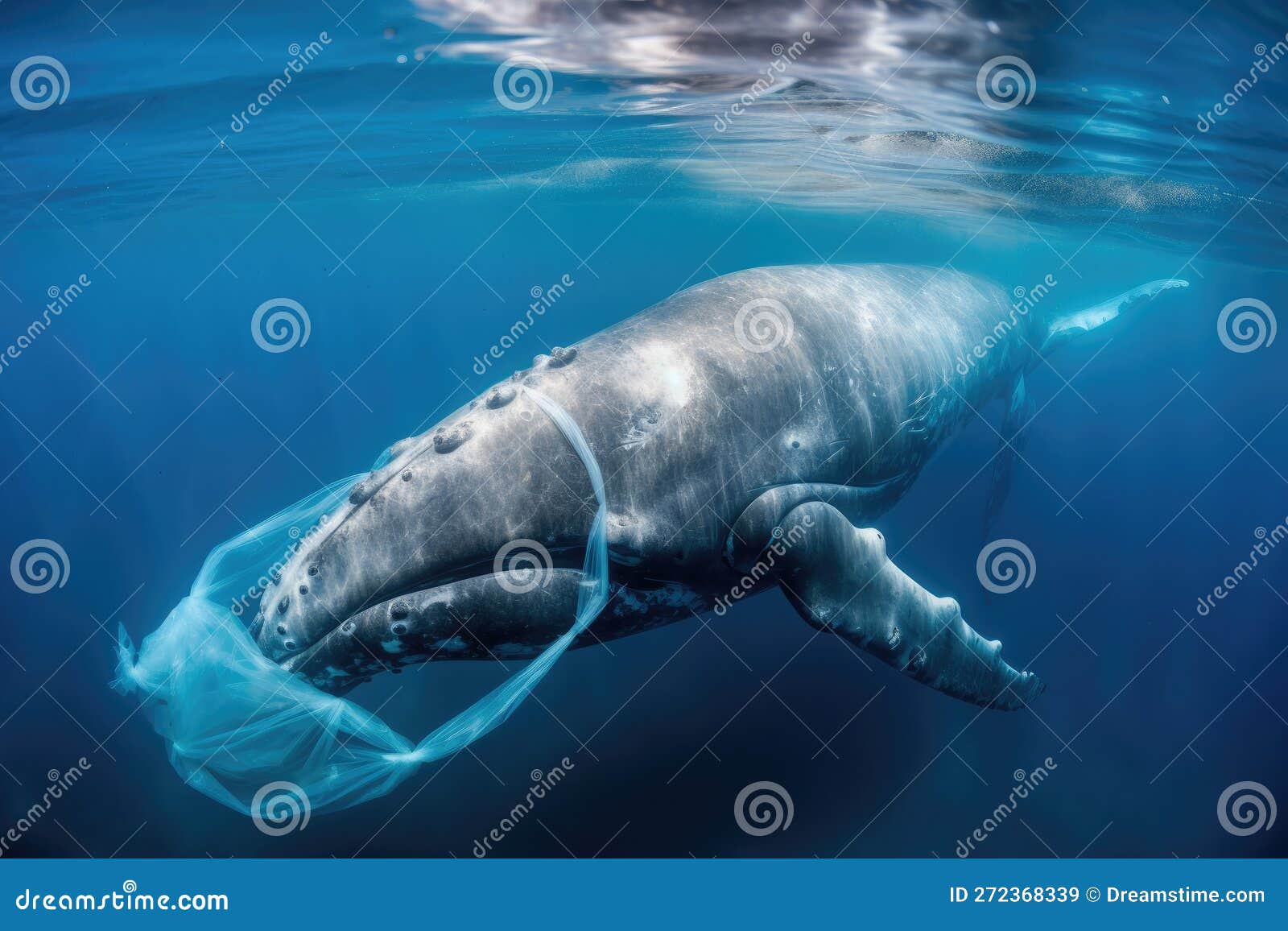 Whale Trapped in Plastic Trash. Plastic Pollution in Ocean Environmental Problem. Generative AI ...