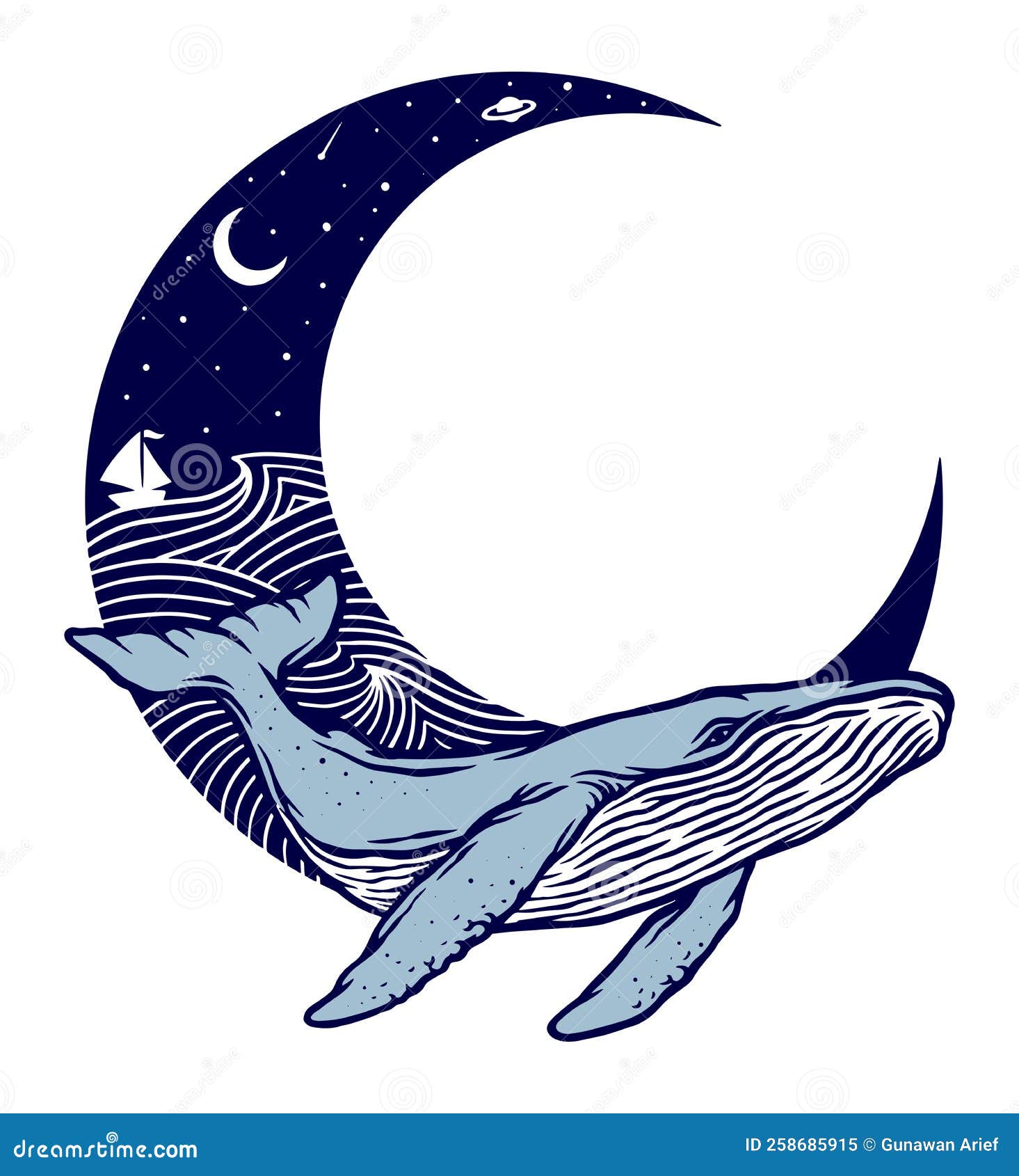 Whale and the Universe Vector Illustration Stock Vector - Illustration ...