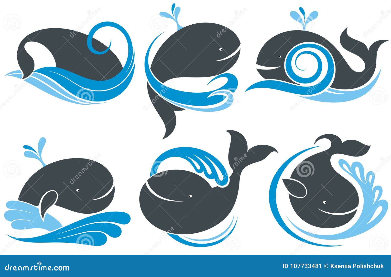 Whales with Splash of Water Stock Vector - Illustration of catcher ...
