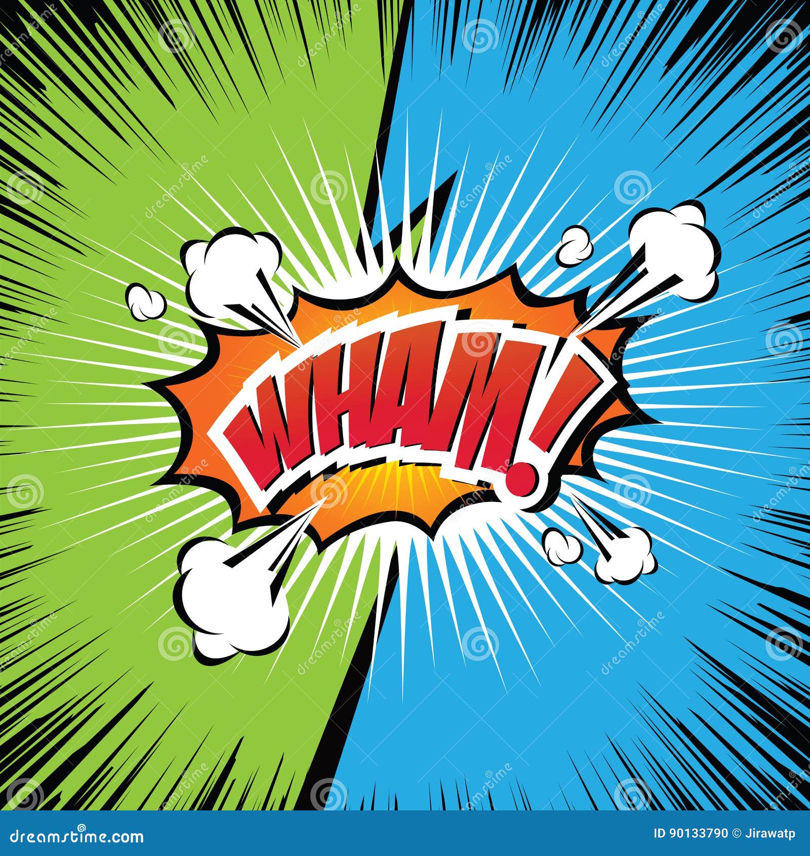 Wham Comic Bright Template With Speech Bubbles On Colorful Frames ...