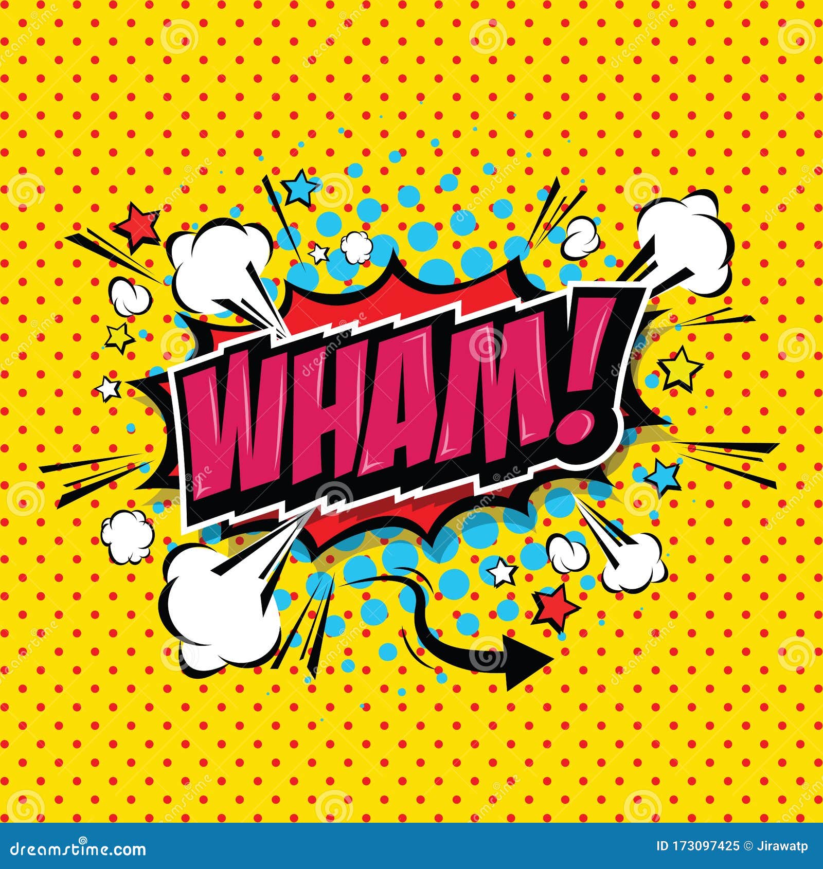 Wham Comic Bright Template With Speech Bubbles On Colorful Frames ...