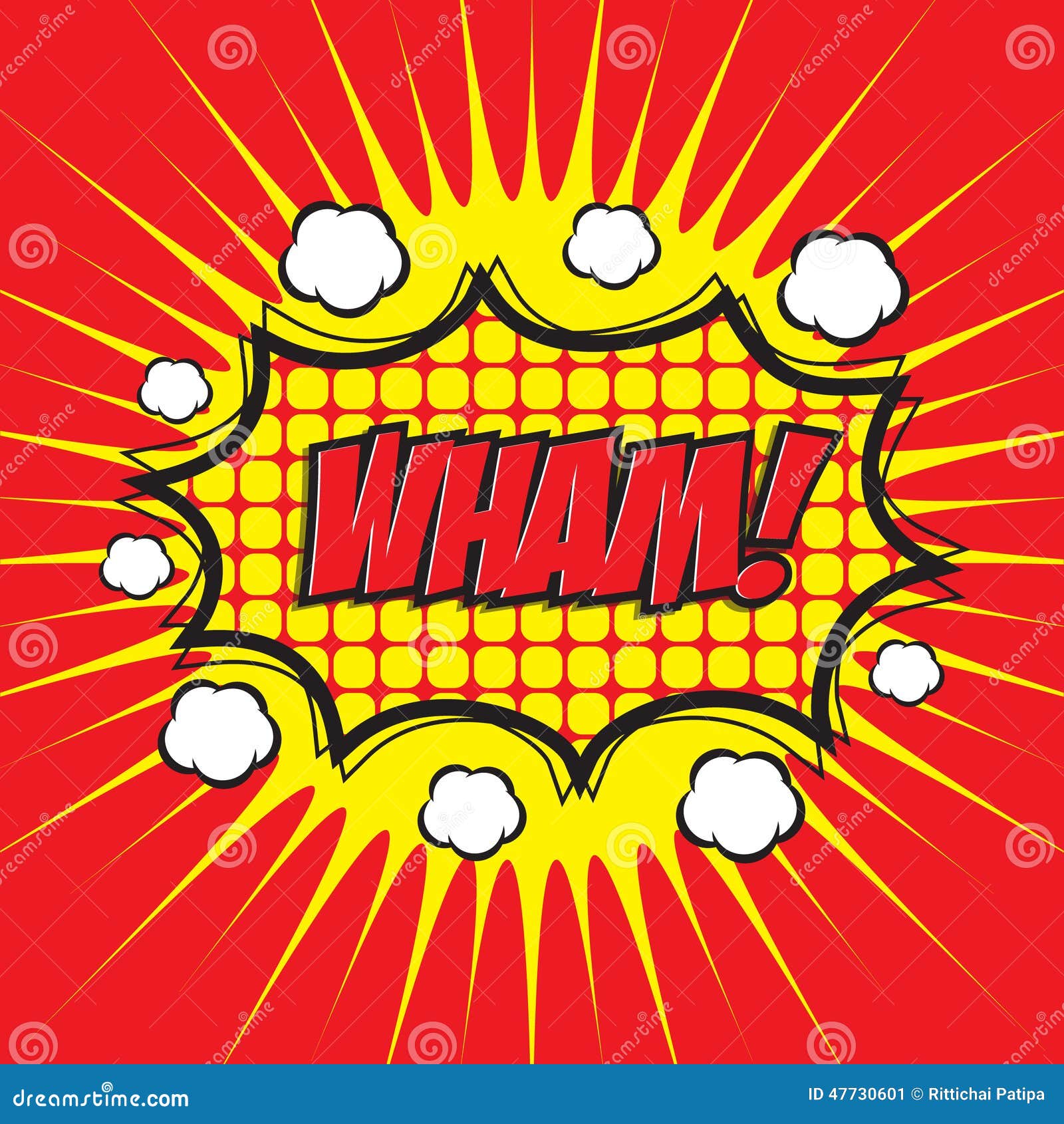 Wham Comic Bright Template With Speech Bubbles On Colorful Frames ...