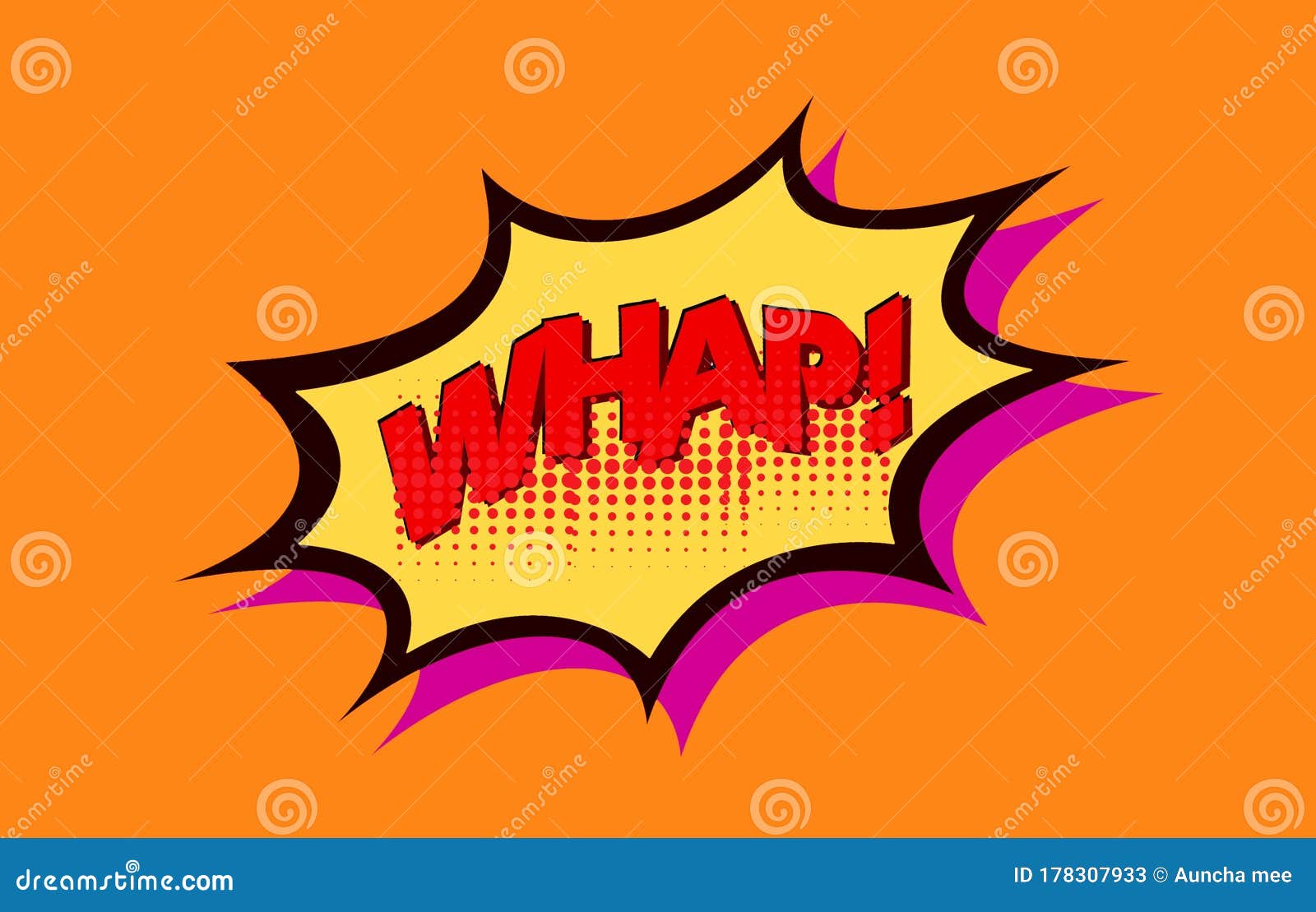 Whap Comic Expression Illustration Text on Orange Background Stock ...
