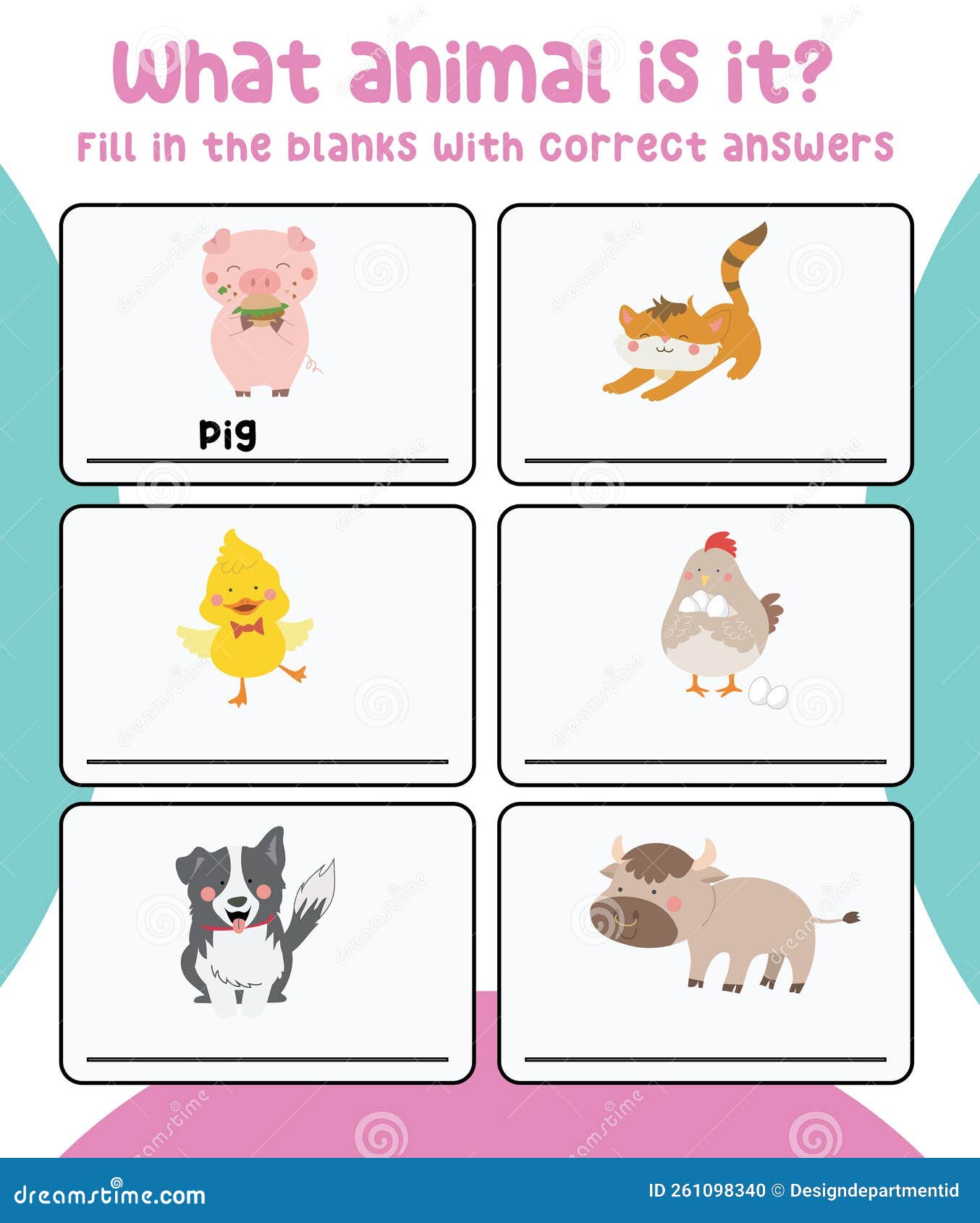 Printable Quiz Card for Kids. Guess and Write the Animalâ€™s Name You ...