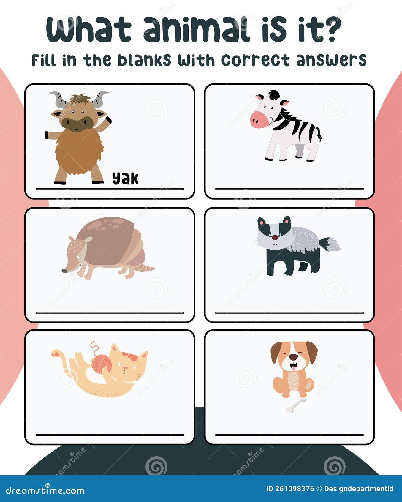 Printable Quiz Card for Kids. Guess and Write the Animalâ€™s Name You ...