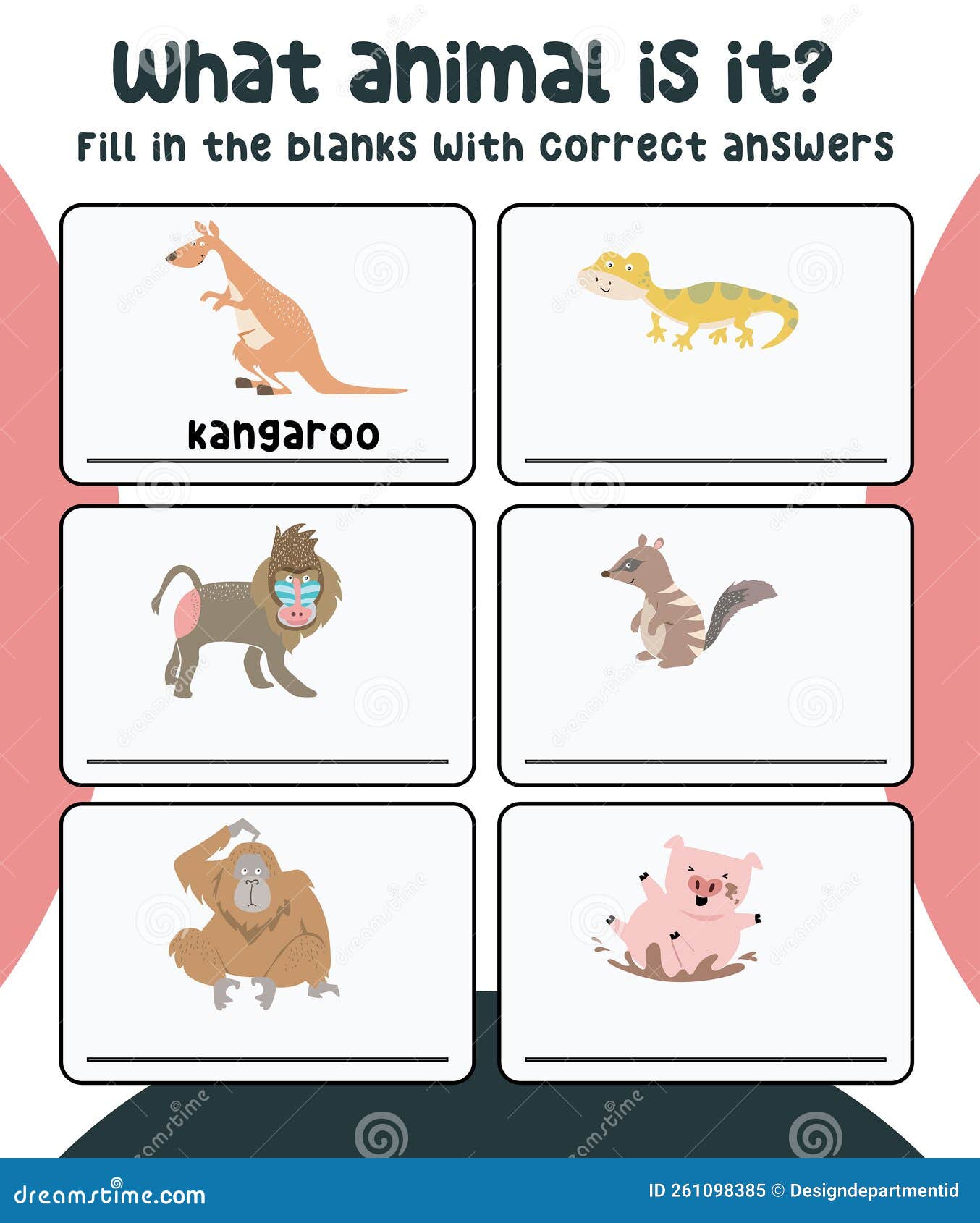 Printable Quiz Card for Kids. Guess and Write the Animalâ€™s Name You ...