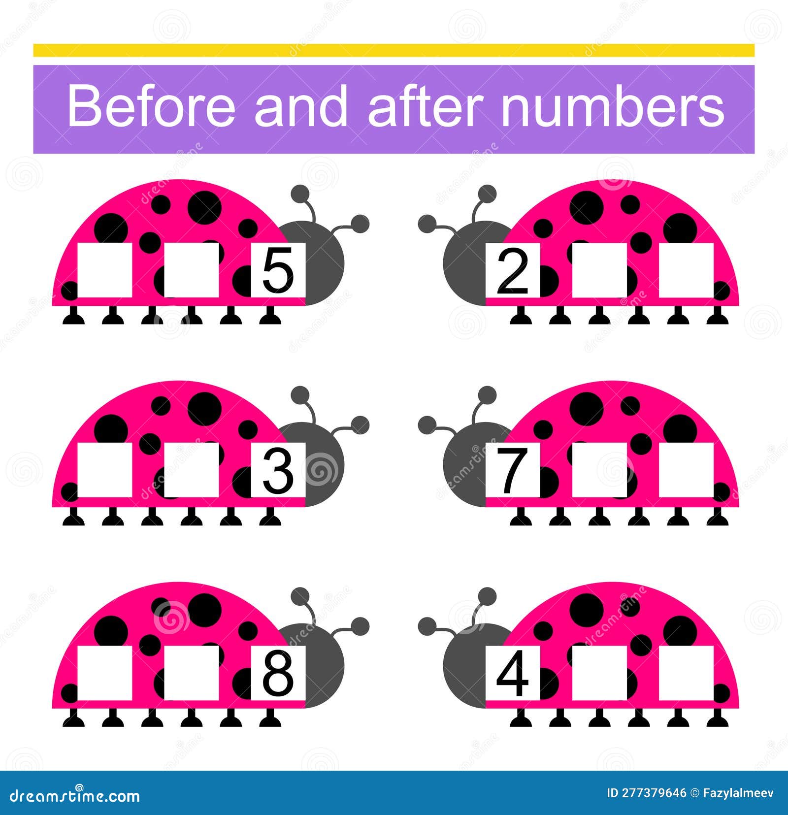 What Comes before and after. Math Worksheets for Kids Stock Vector ...