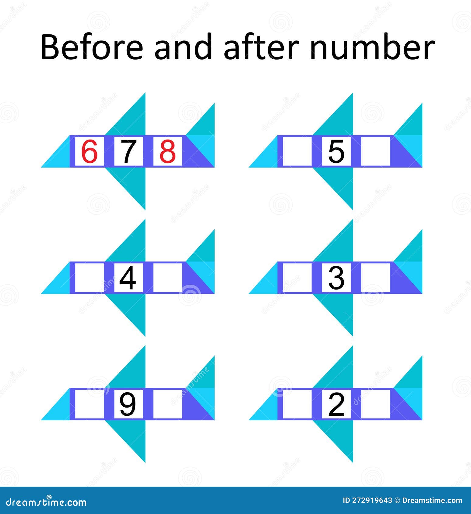 What Comes before and after. Math Worksheets for Kids Stock Vector ...