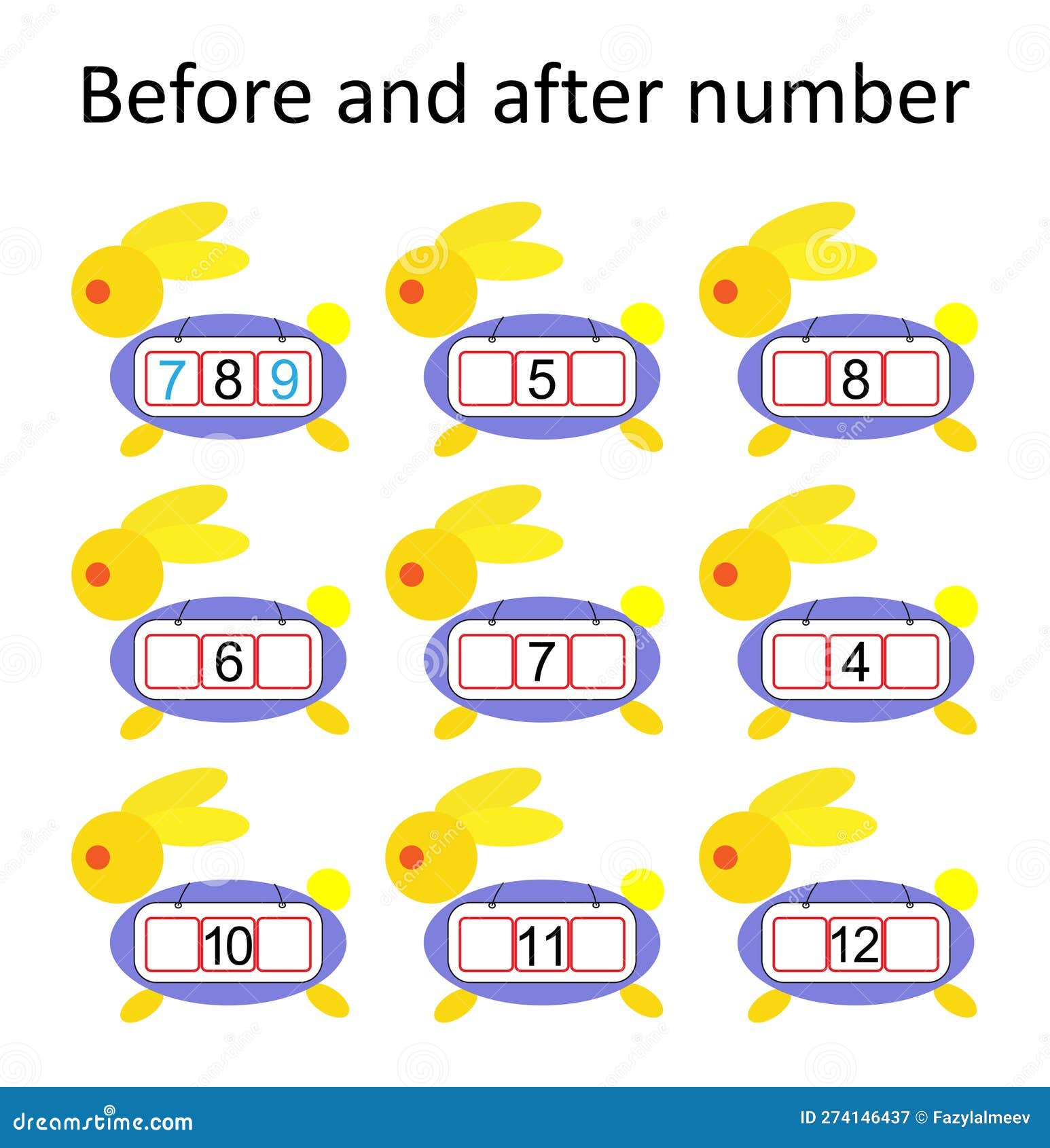 What Comes before and after. Math Worksheets for Kids Stock Vector ...