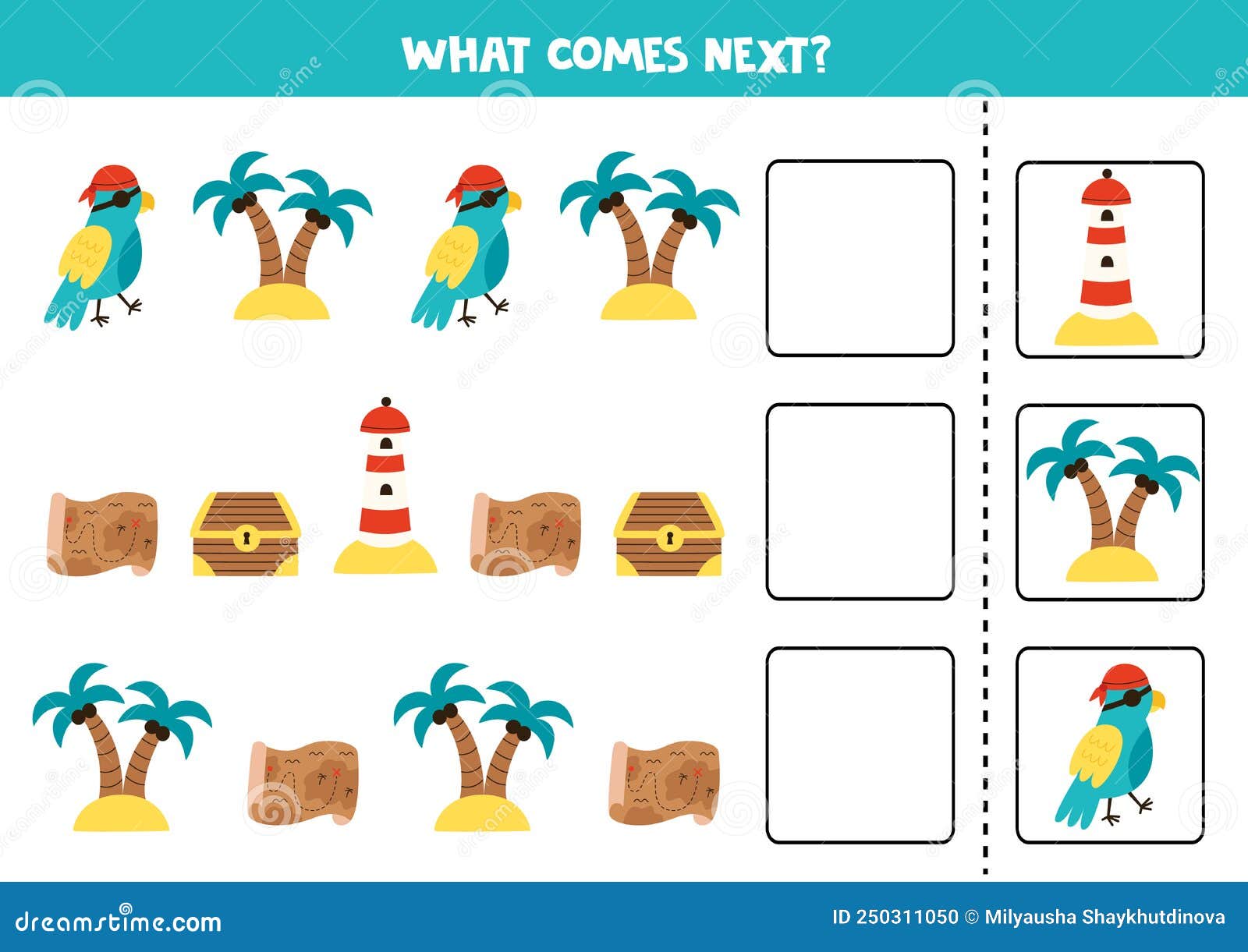 What Comes Next Game with Pirate Elements. Stock Vector - Illustration ...