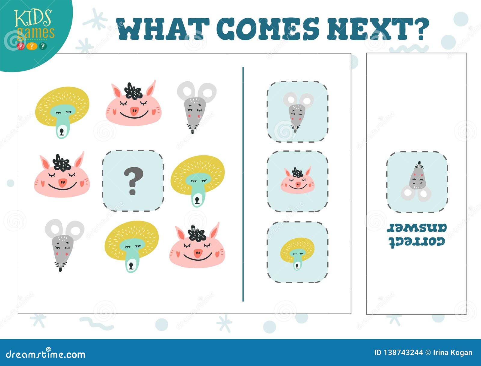 What Comes Next Kids Educational Activity Vector Illustration Stock ...