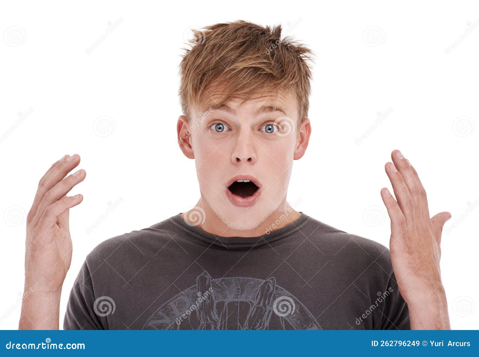 What. Cropped View of a Surprised Young Man Isolated on White. Stock ...