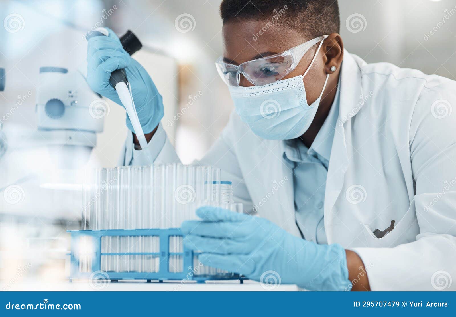 What a Curious Discovery. a Young Scientist Working with Samples in a ...