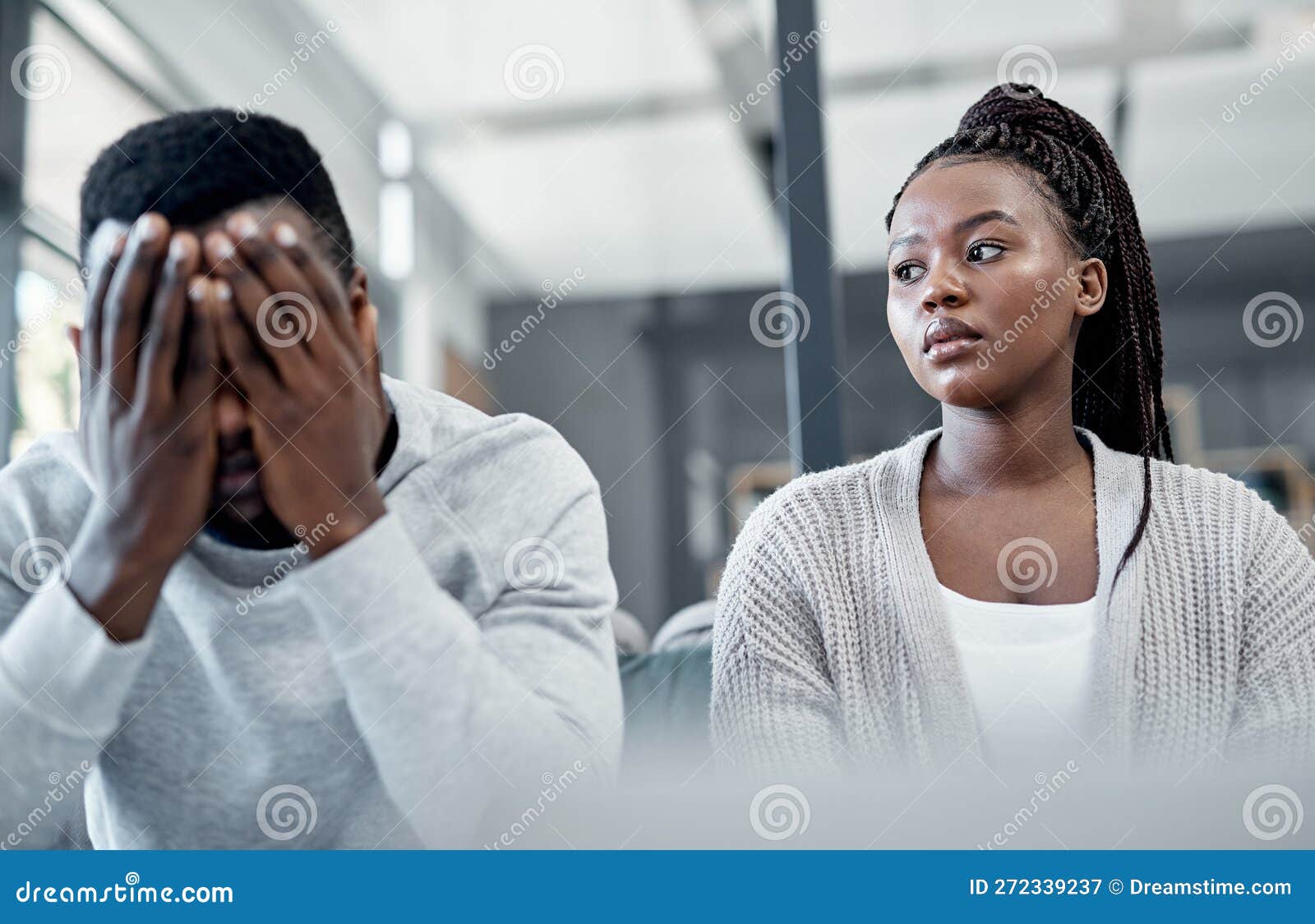 He Is Ignoring Her All The Time. Upset Couple With Relations Problem ...