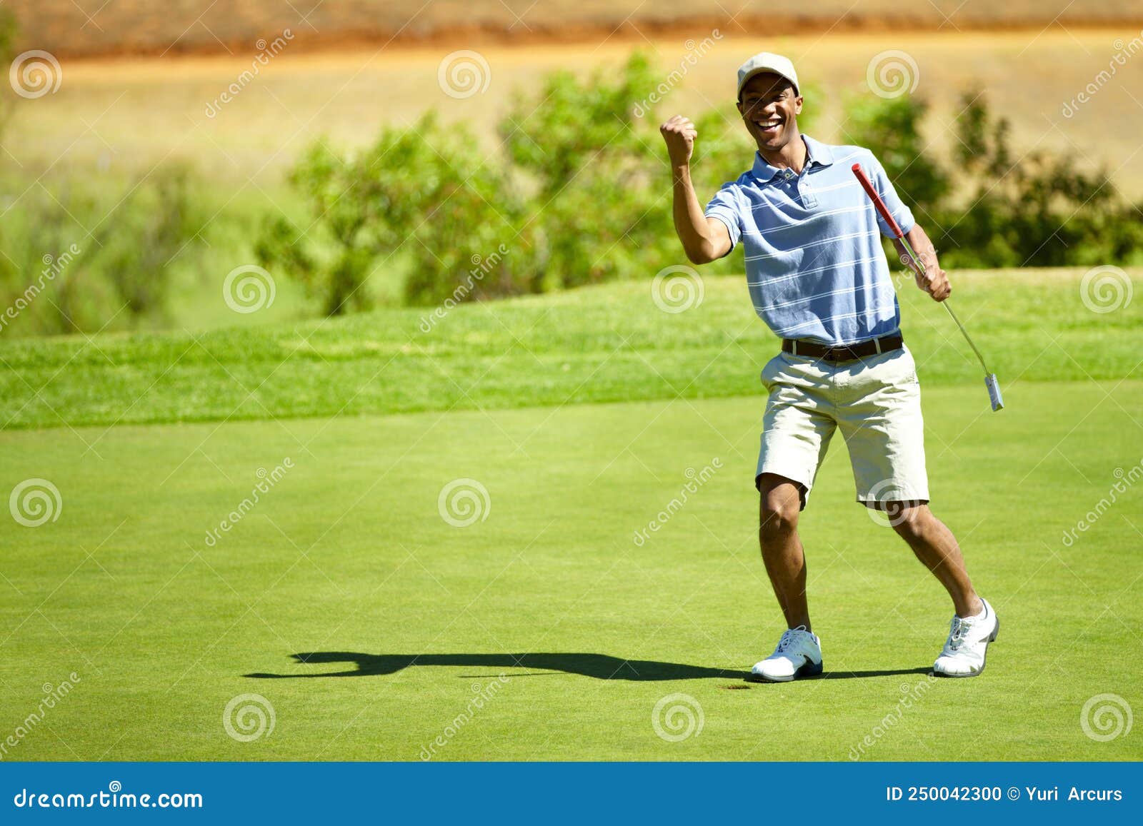 What an Eagle. Full Length Shot of a Golfer Celebrating a Great Shot ...