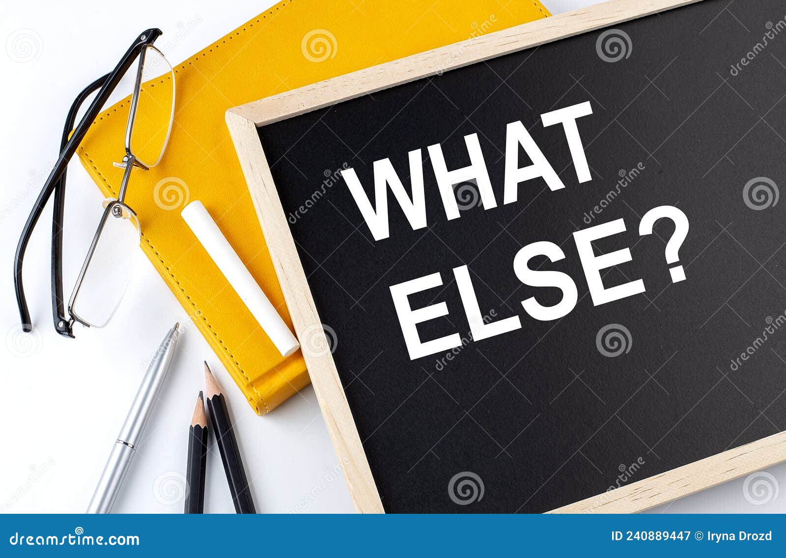 WHAT ELSE Text on the Blackboard with Notepad , Pen, Pencil Stock Image ...