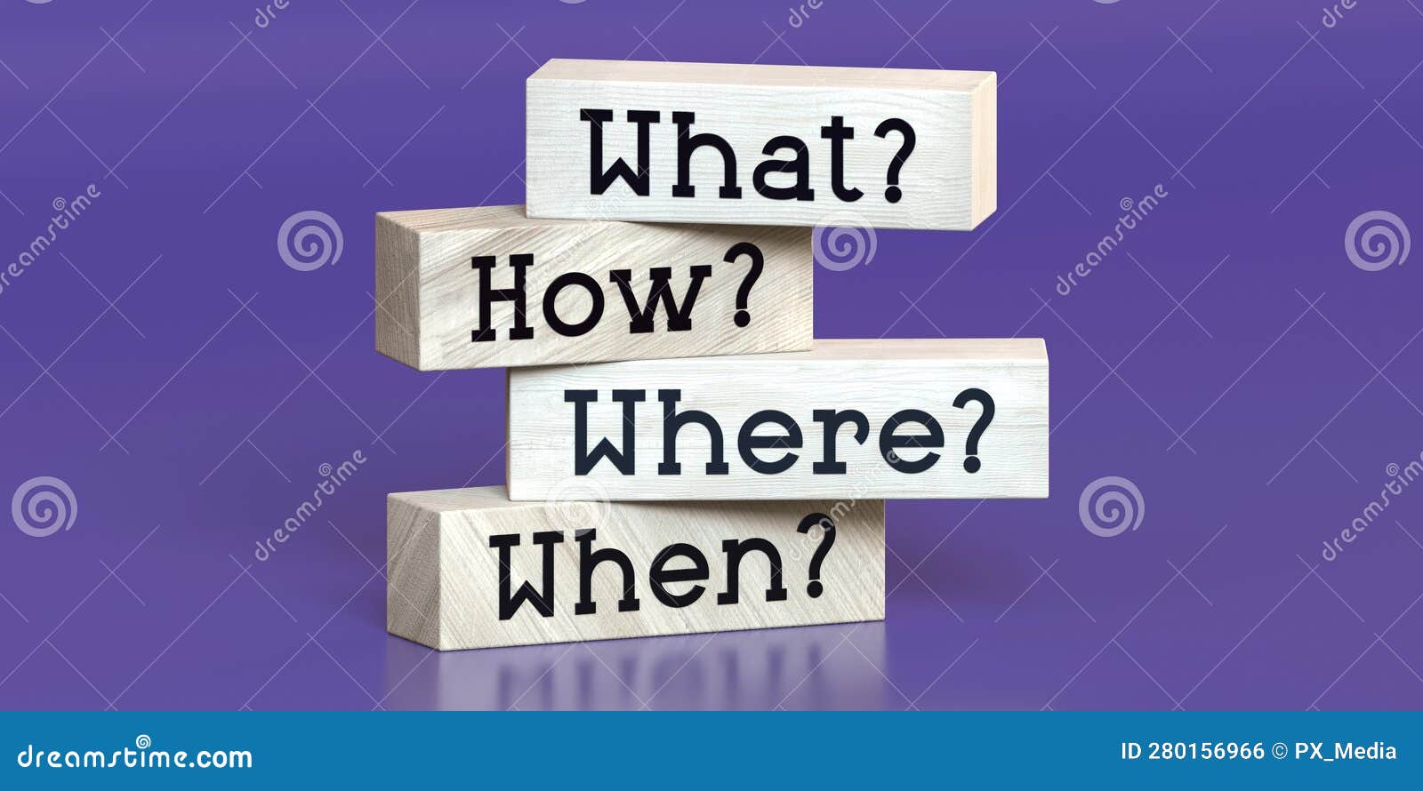 What, How, Where, when - Words on Wooden Blocks Stock Illustration ...