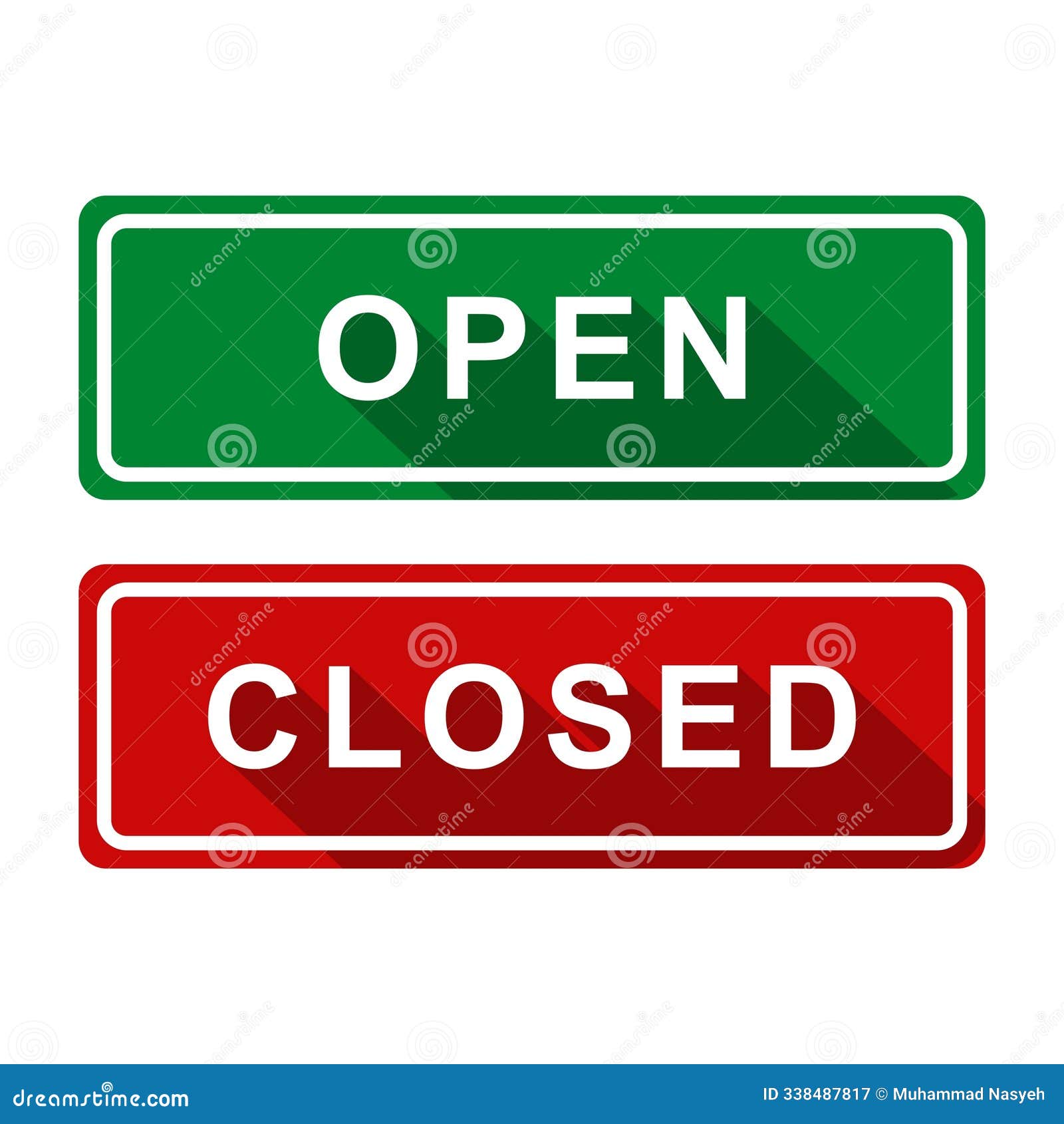 Vibrant Flat Vector Open and Closed Signs in Green and Red, Isolated on ...
