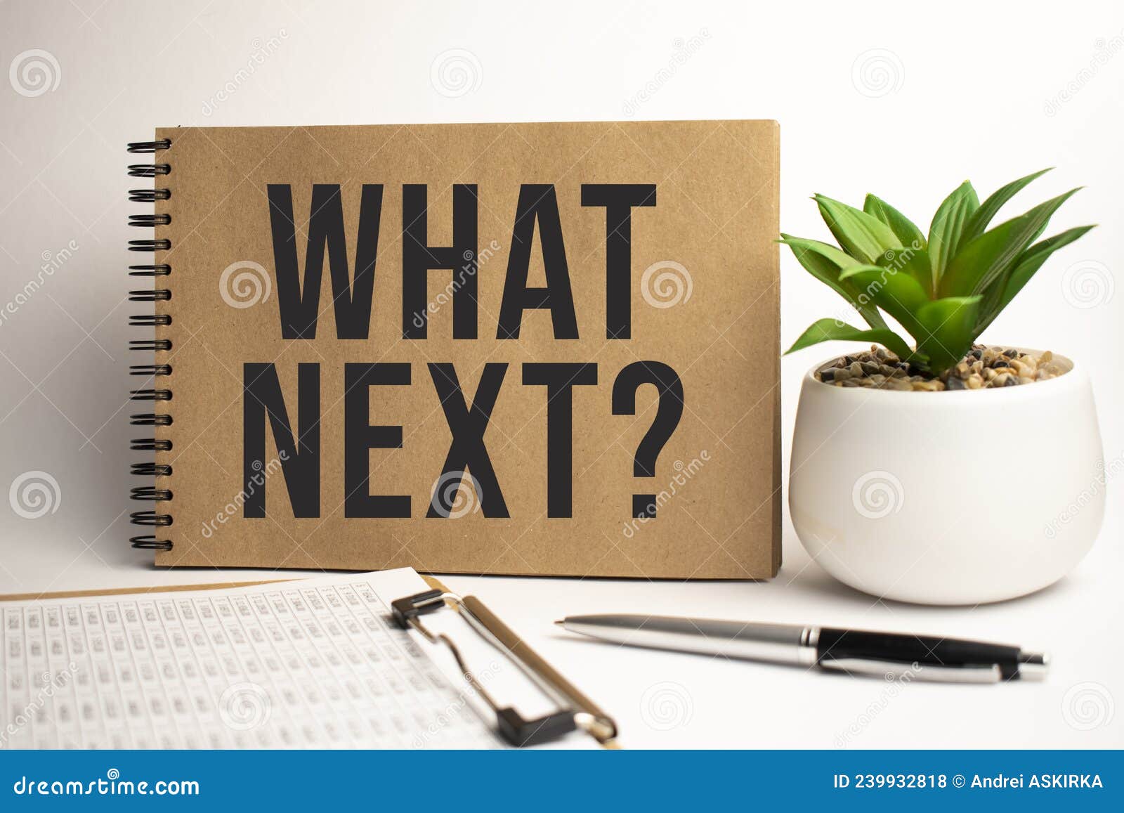 WHAT NEXT Paper Notepad on Office Work Place Stock Photo - Image of ...