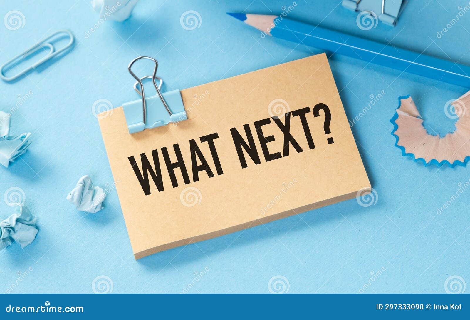 What Next Text on White Sticky Note on Blue Background Stock Photo ...