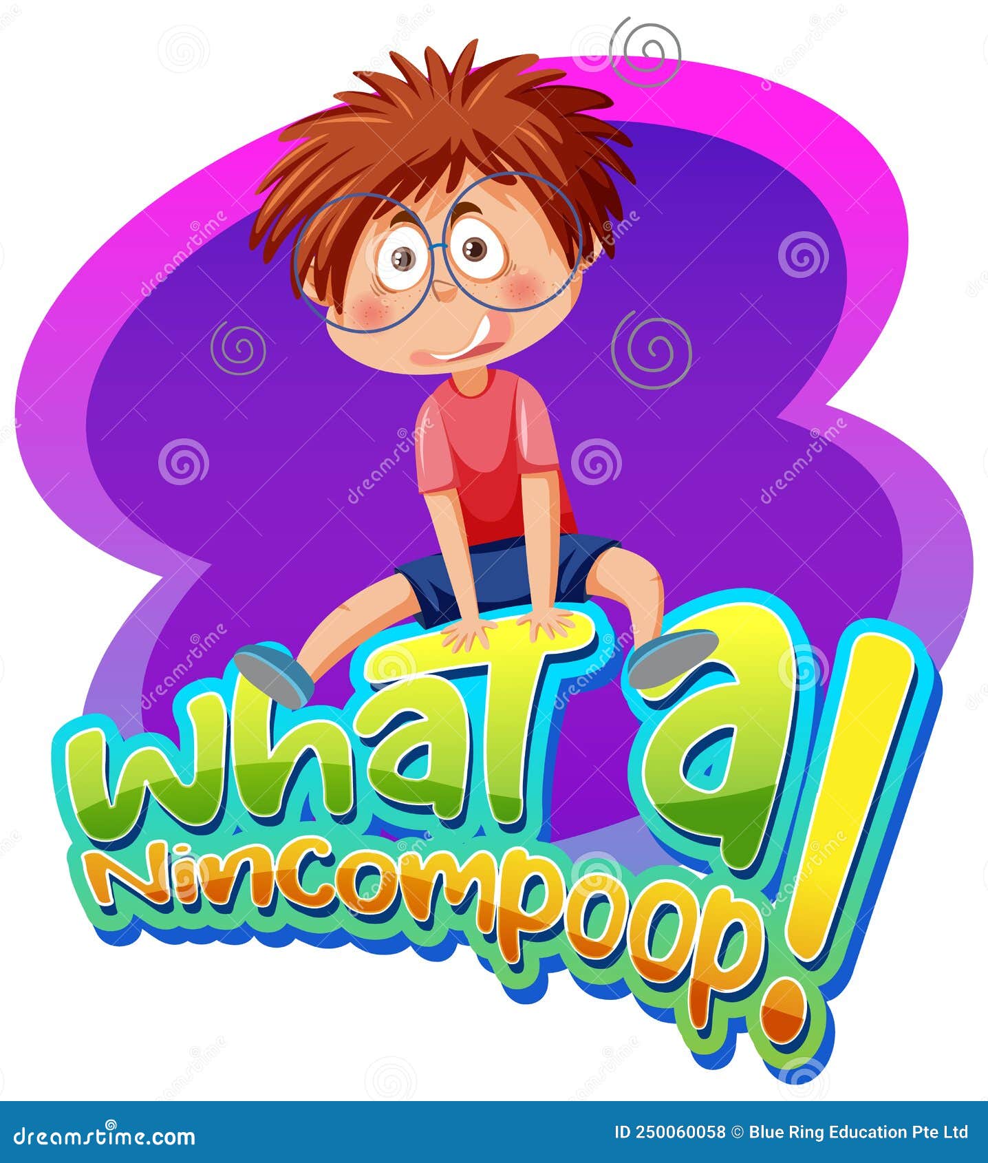 What A Nincompoop Word Text With Cartoon Character Vector Illustration ...